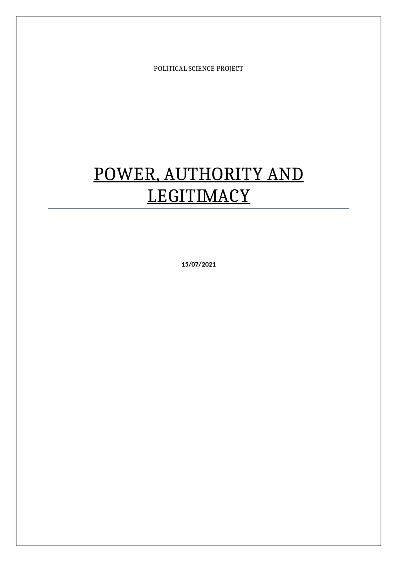 Power, Authority and legitimacy - Docsity