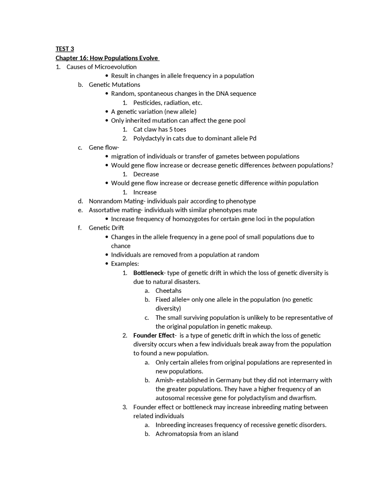Zoology Test 3 Review | Study notes Zoology - Docsity