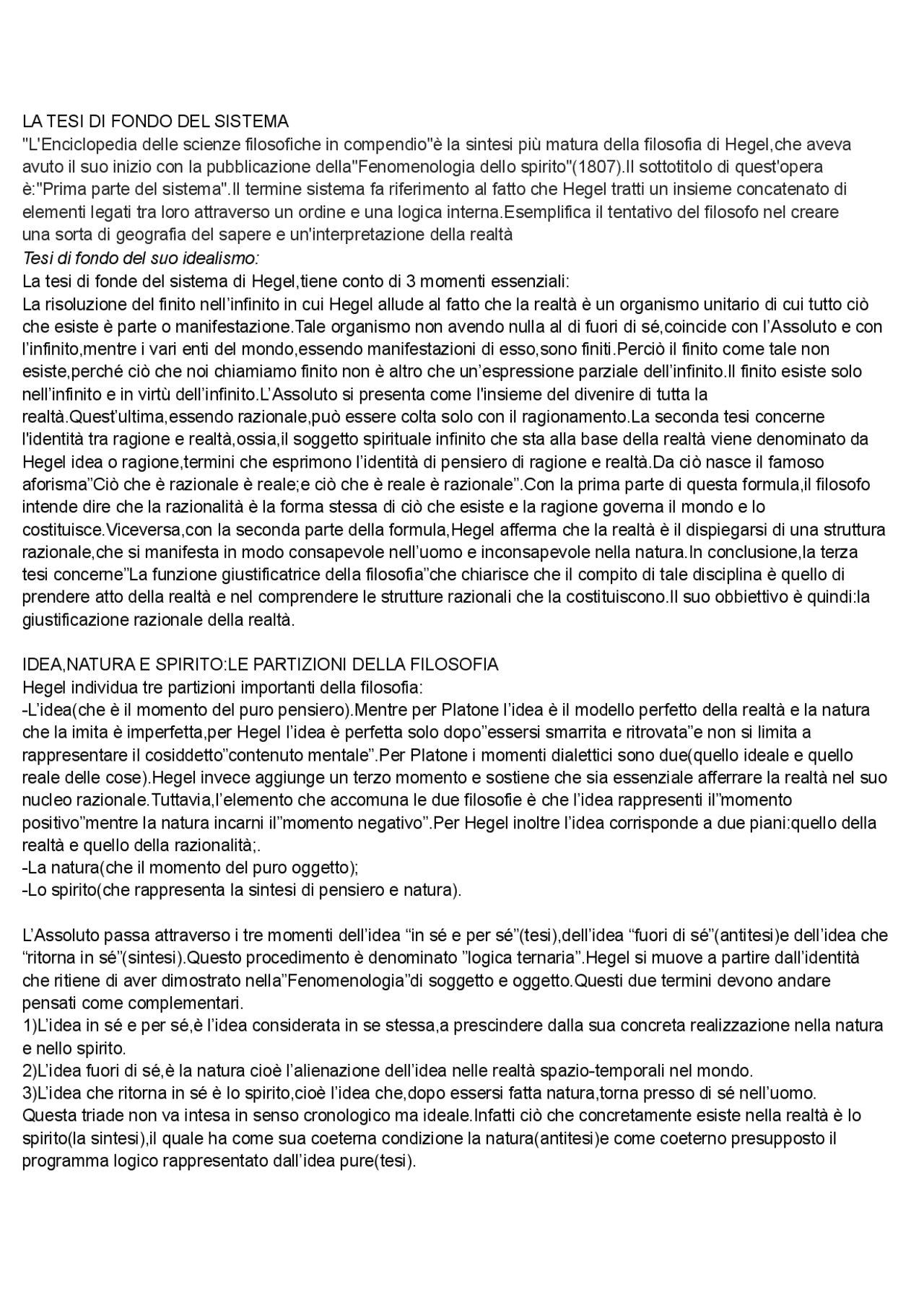 Appunti Completi Su Hegel Docsity