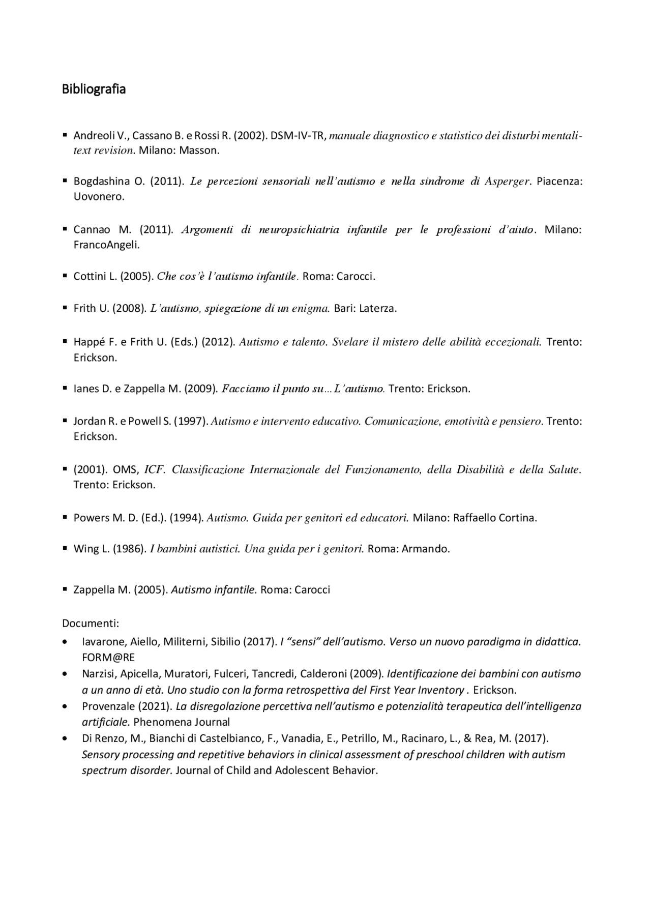 Bibliografia tesi triennali - Docsity