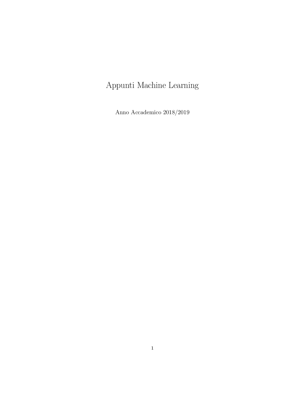 Appunti Di Machine Learning Sintesi Del Corso Di Machine Learning