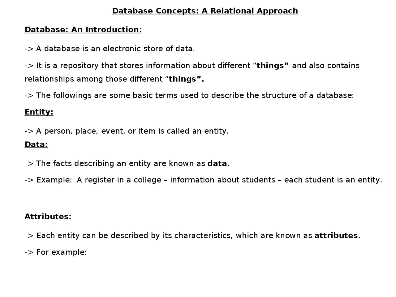 Database Introduction And Relationship Docsity