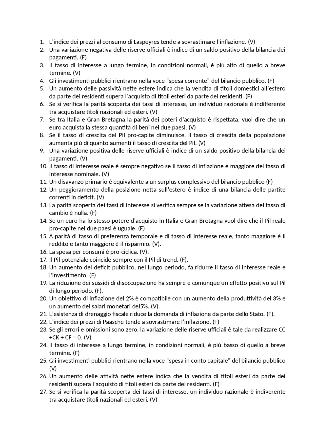 Domande Parziali Macroeconomia Docsity