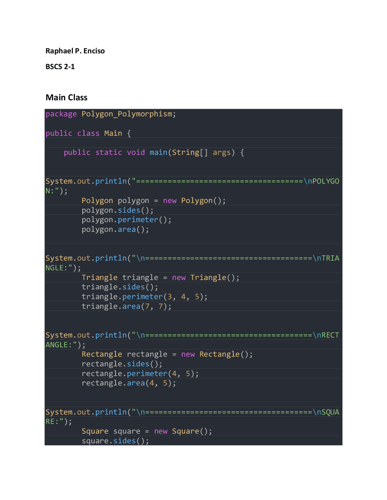 Polygon Polymorphism - Docsity