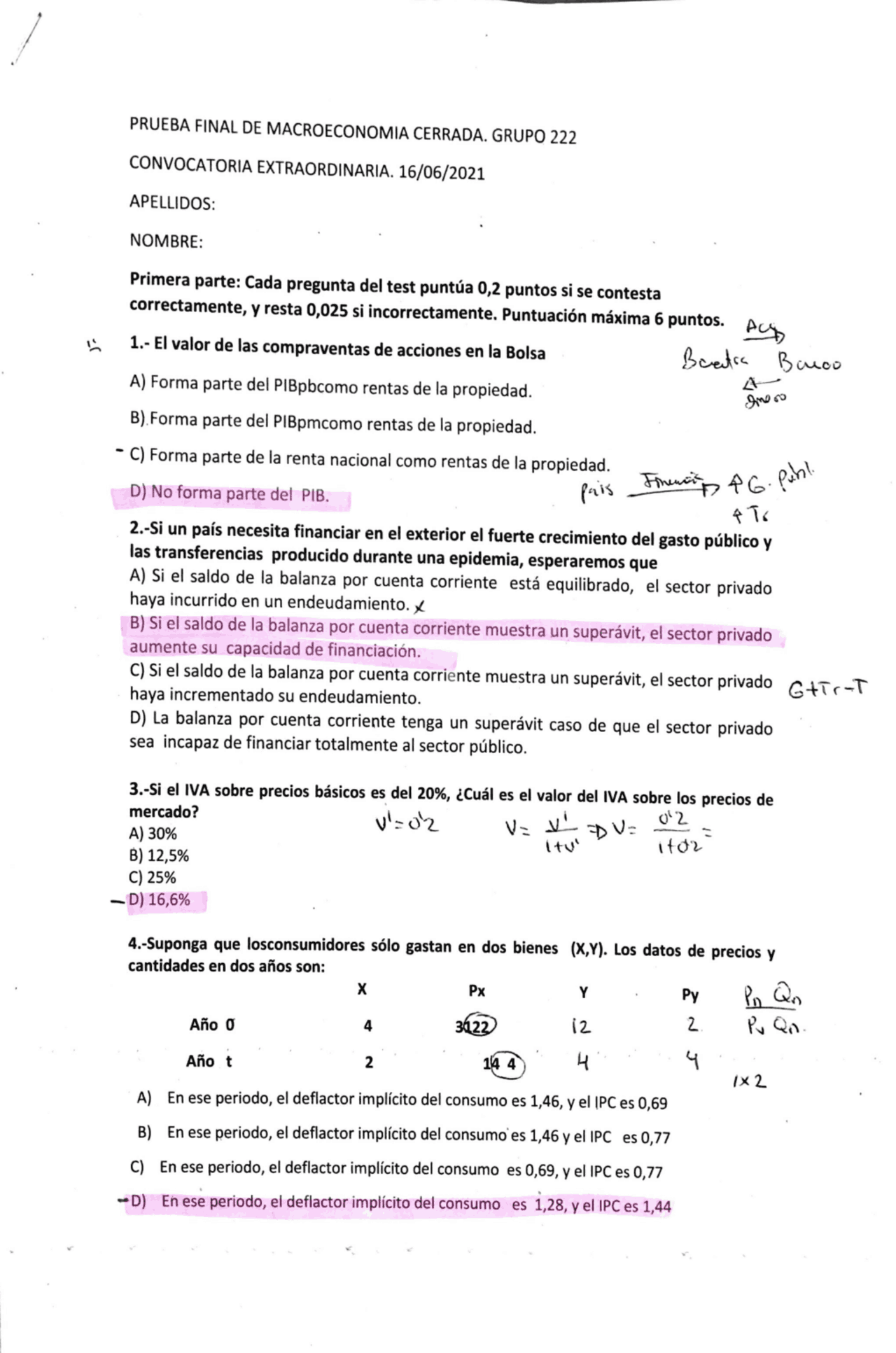 Examen Extraordinario De De Macro Cerrada Docsity