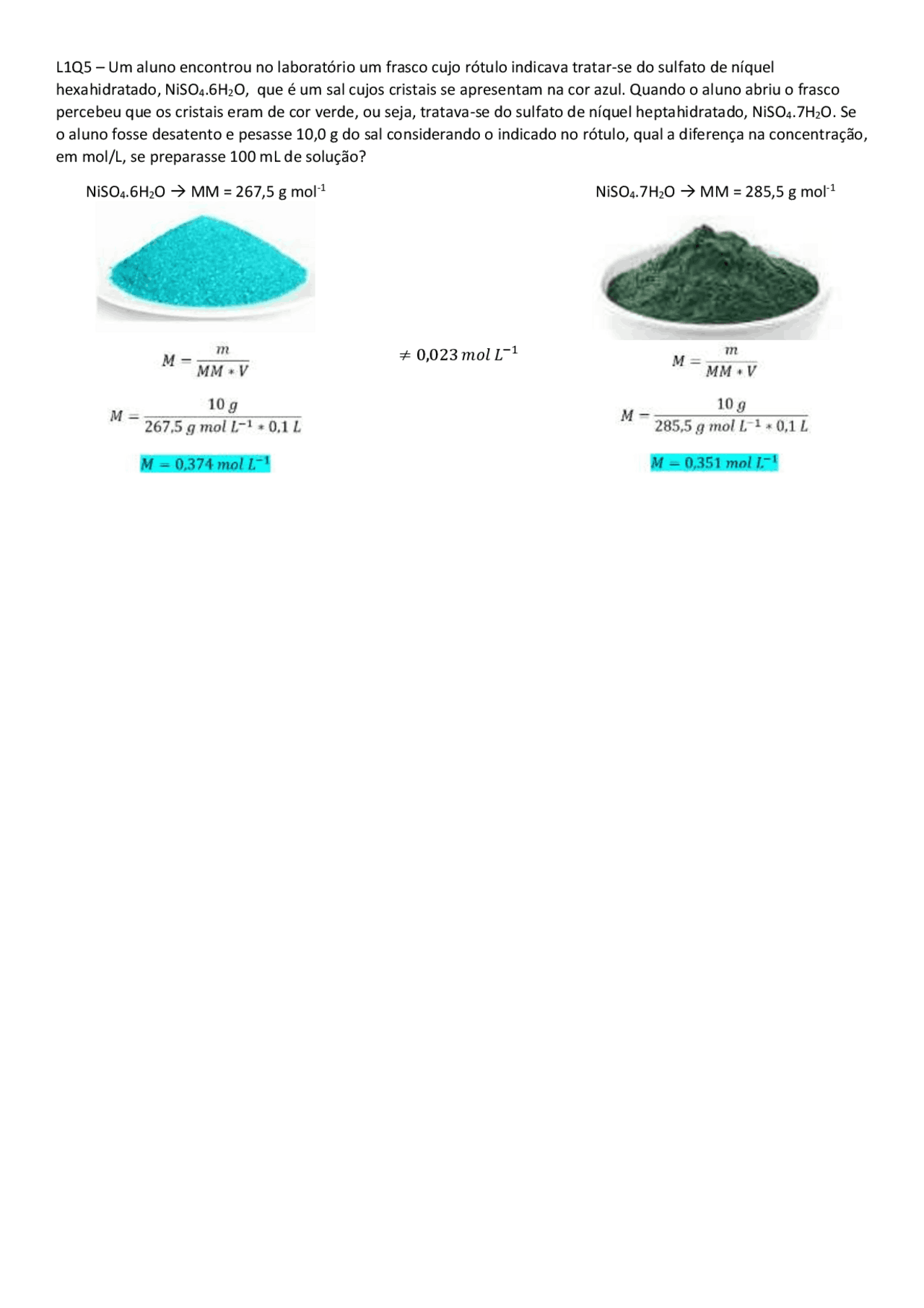 Exercicio De Química Analitica Docsity