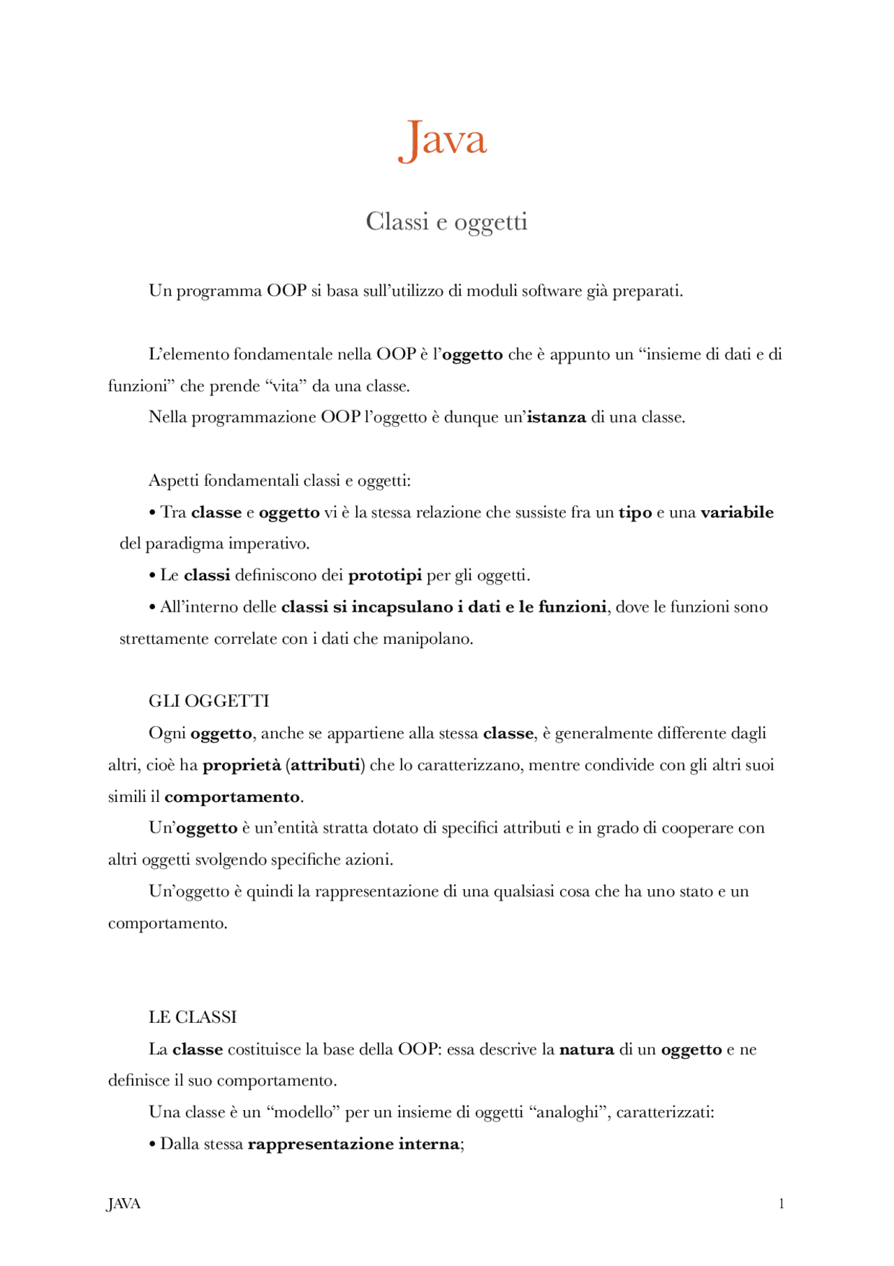 Java Classi Oggetti Ereditarietà E Polimorfismo Docsity
