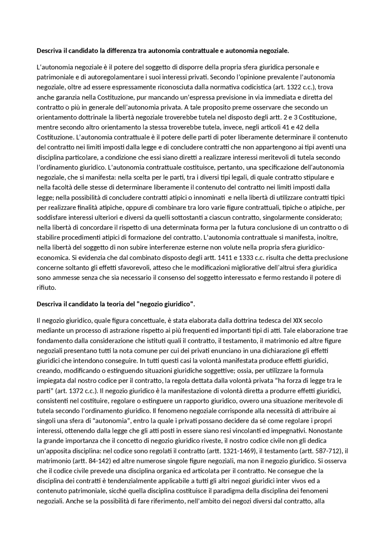 Domande Aperte Diritto Civile Docsity