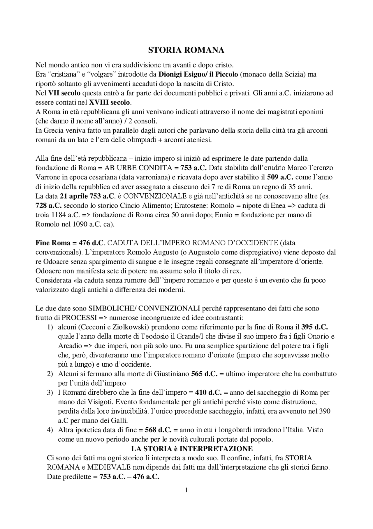 Riassunto Testo Storia Romana Di Geraci Marcone Docsity