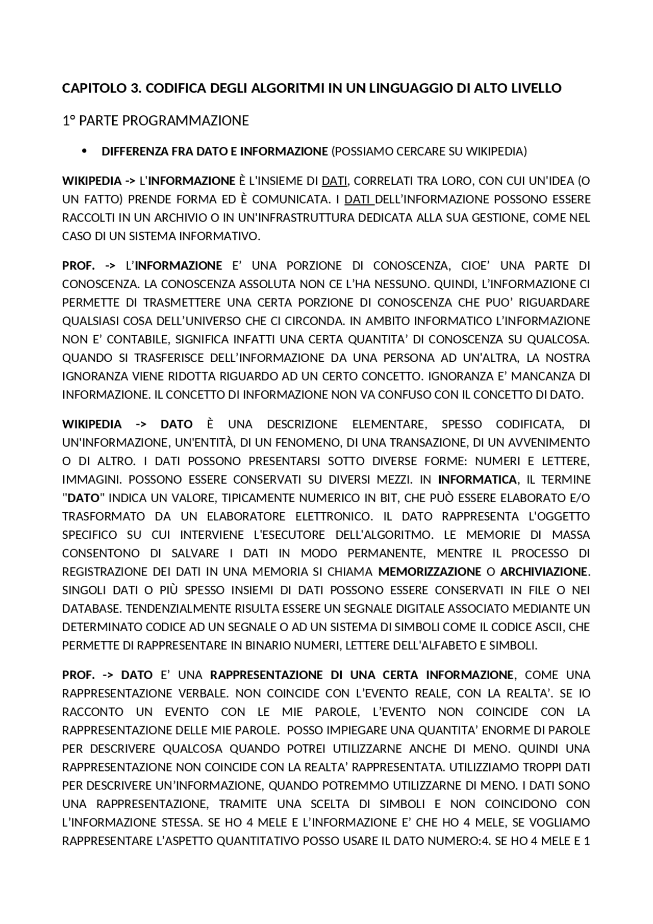 Programmazione Di Fondamenti Di Informatica Docsity