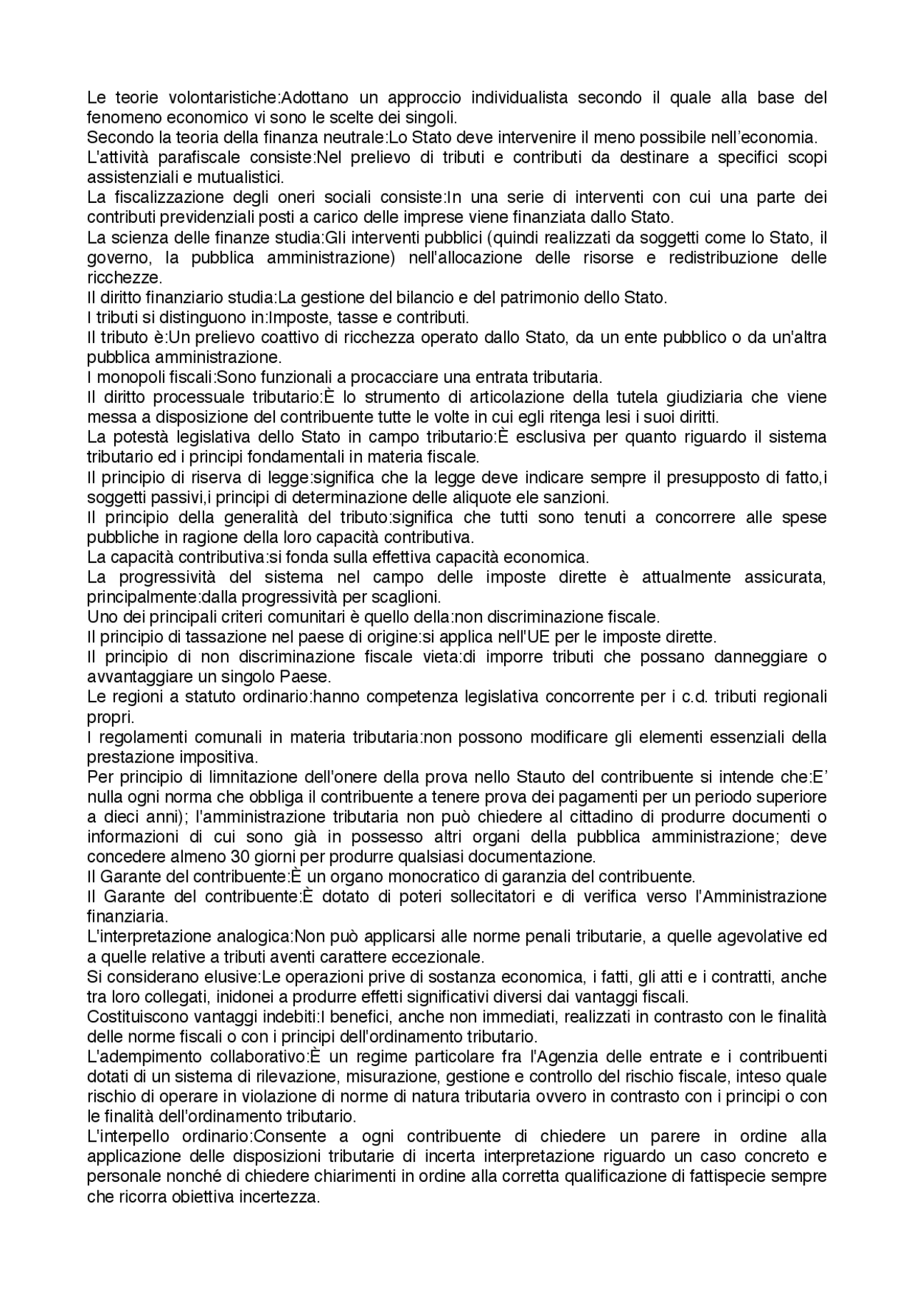 Domande Diritto Tributario Esame Docsity