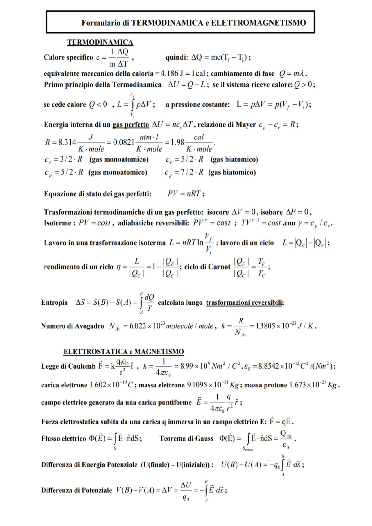 Formulario Termodinamica 2 Docsity