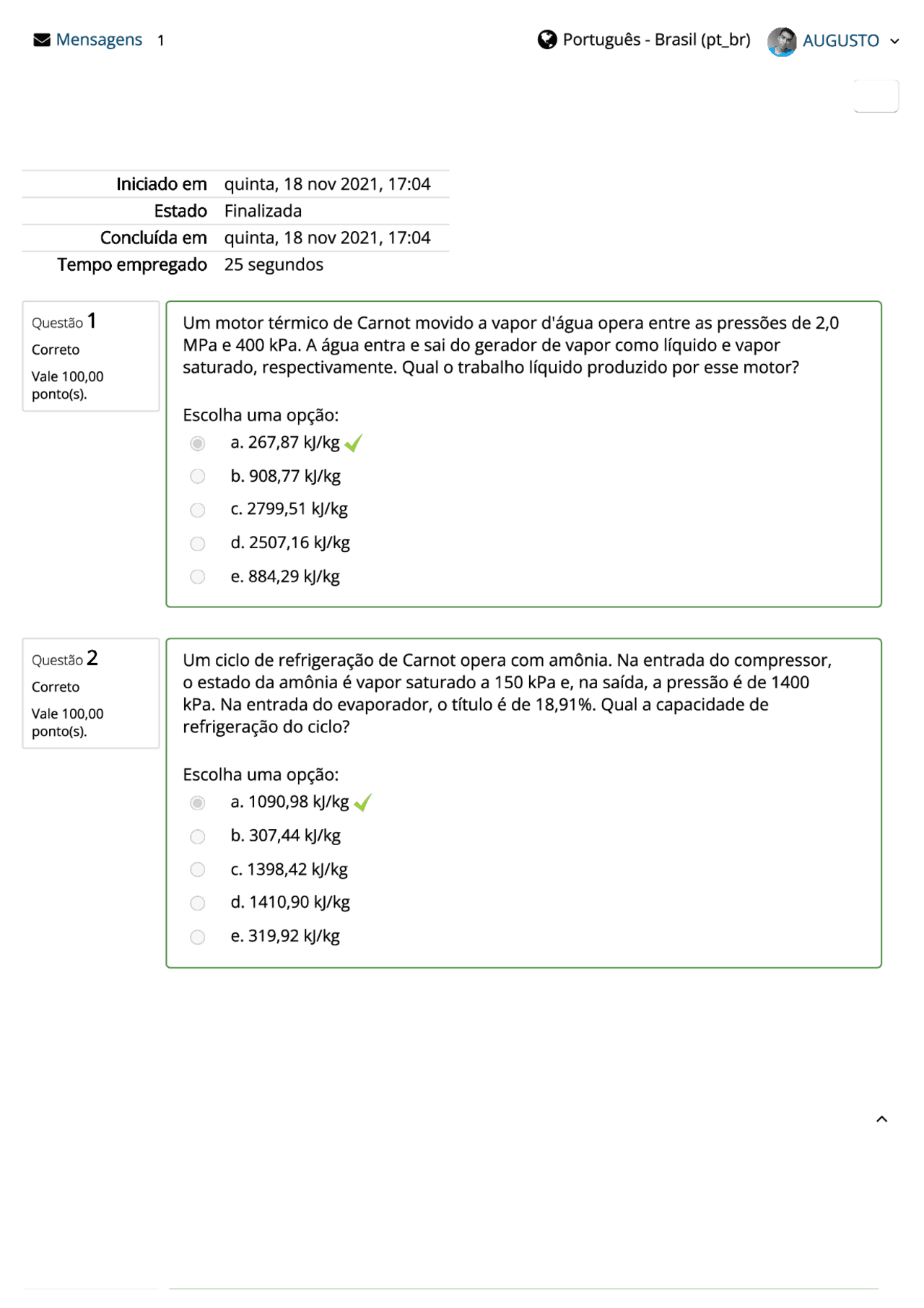 Exercícios Termodinâmica Docsity
