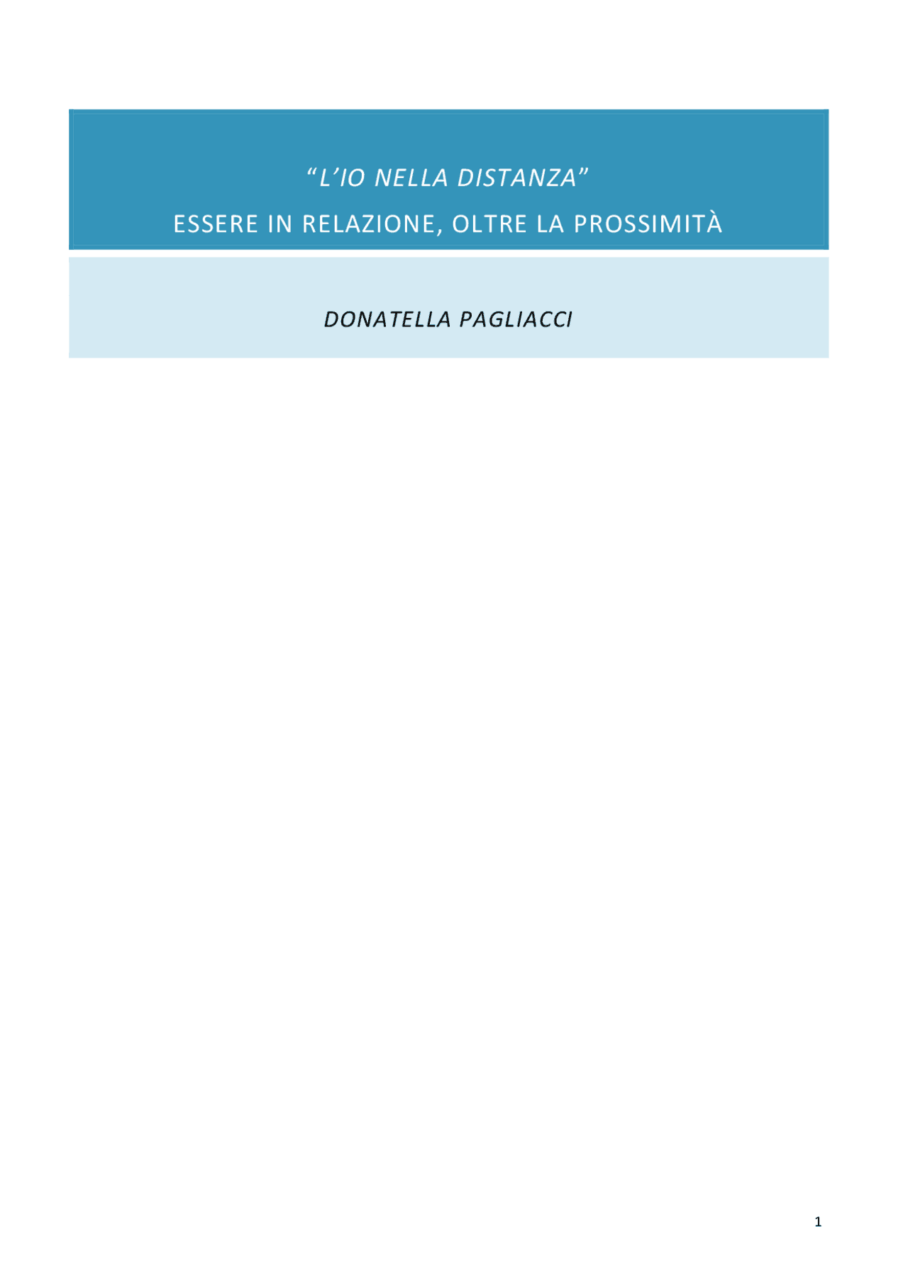 Riassunto Del Libro Lio Nella Distanza Essere In Relazione Oltre La