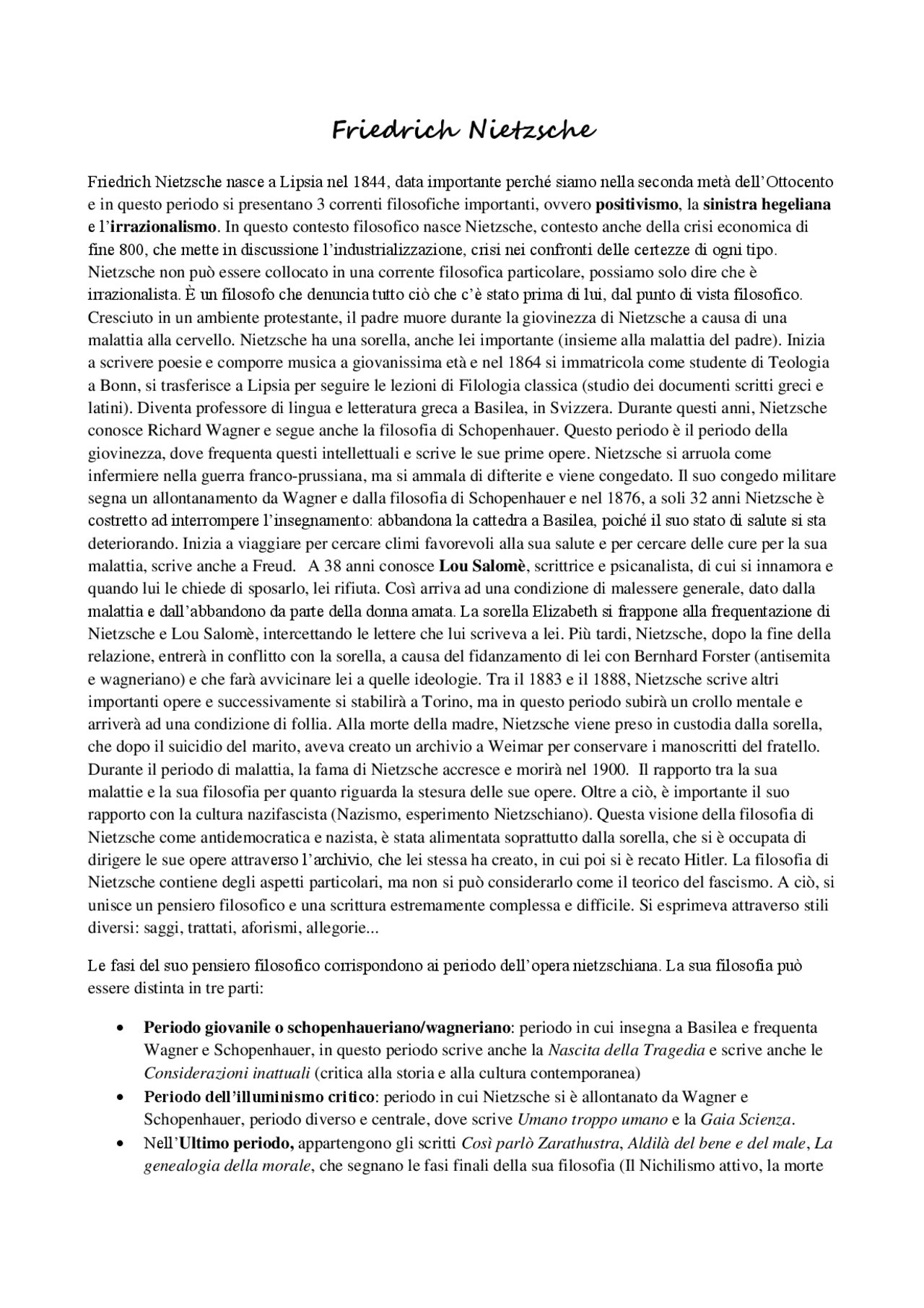 Friedrich Nietzsche Appunti Docsity
