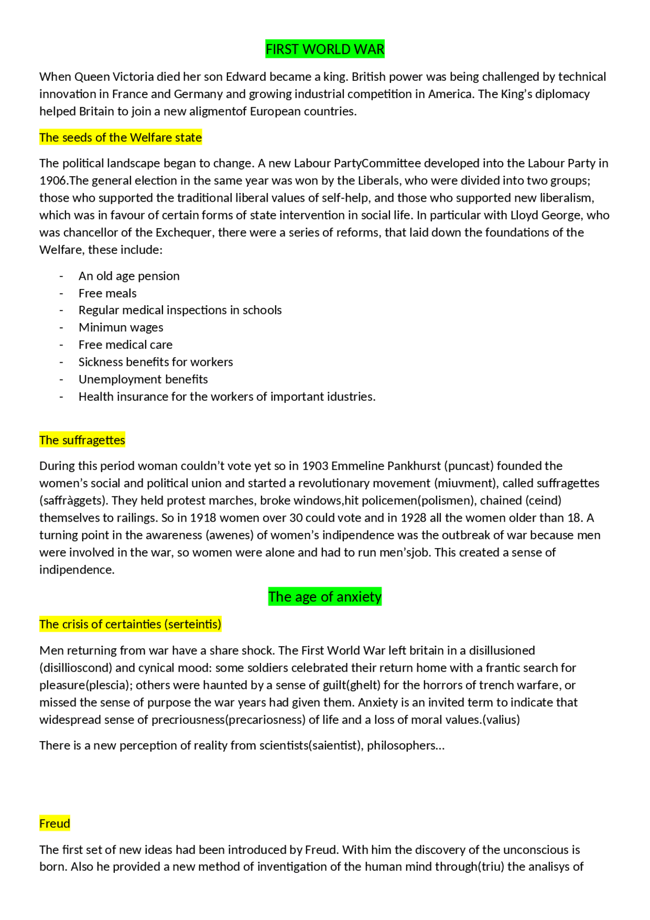 Age of anxiety after the first world war; and modernism - Docsity