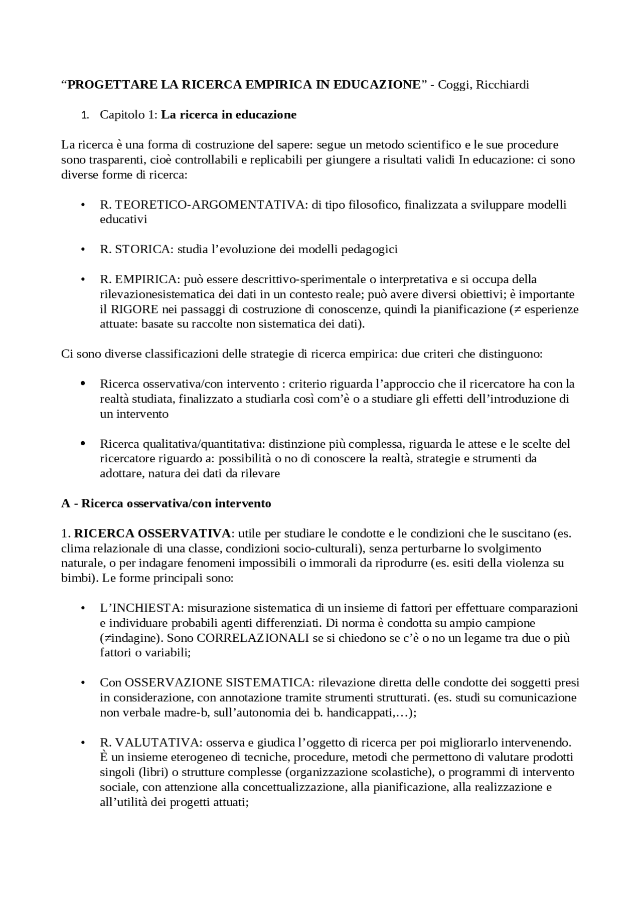 Progettare La Ricerca Empirica In Educazione Docsity