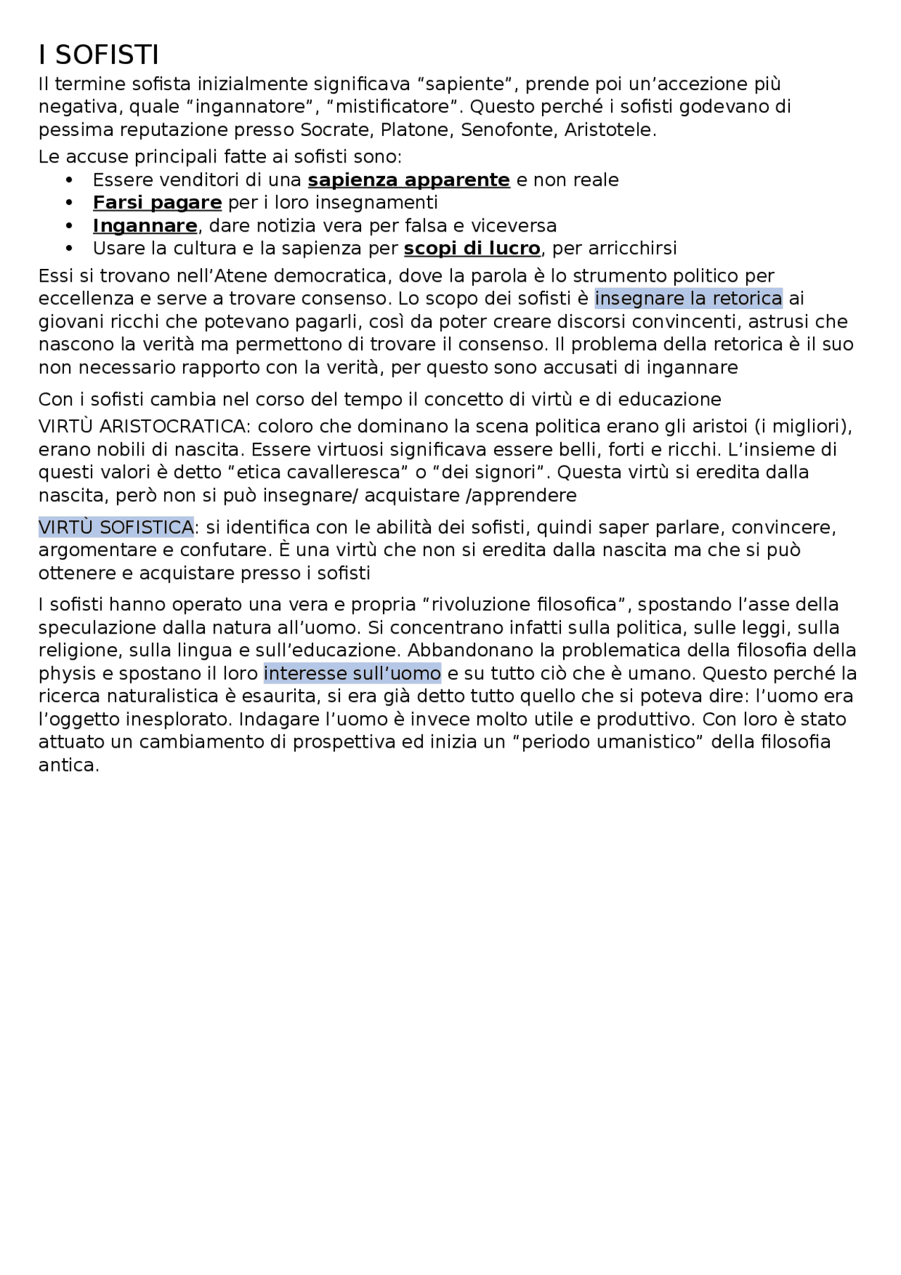 Sofisti E Socrate Appunti Docsity