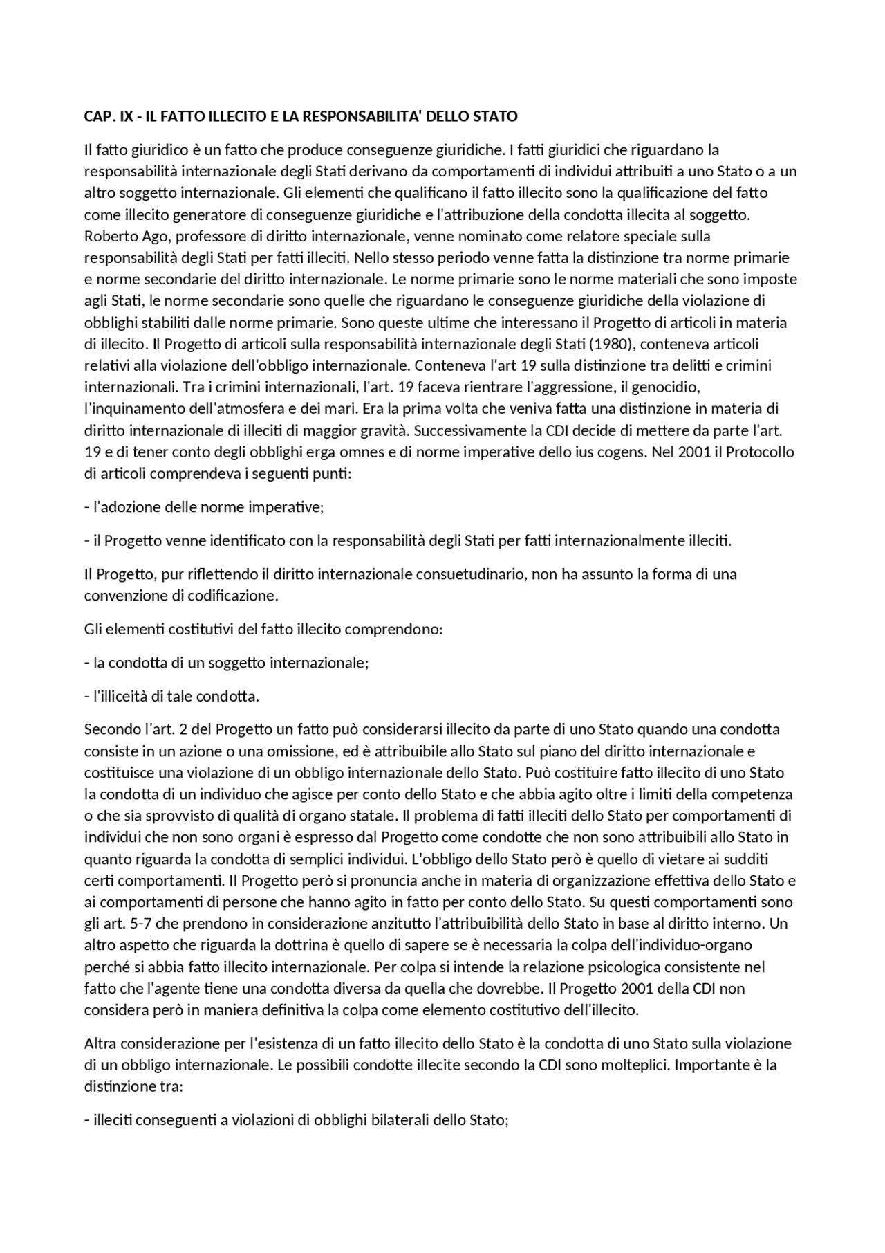 Sintesi Ultima Parte Corso Di Diritto Internazionale Docsity