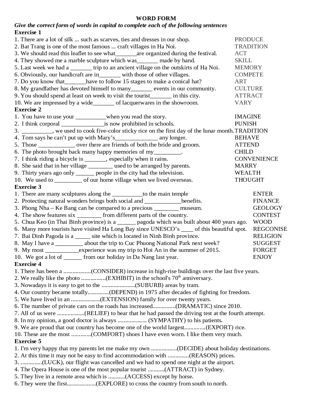 Word formation exercise - Docsity