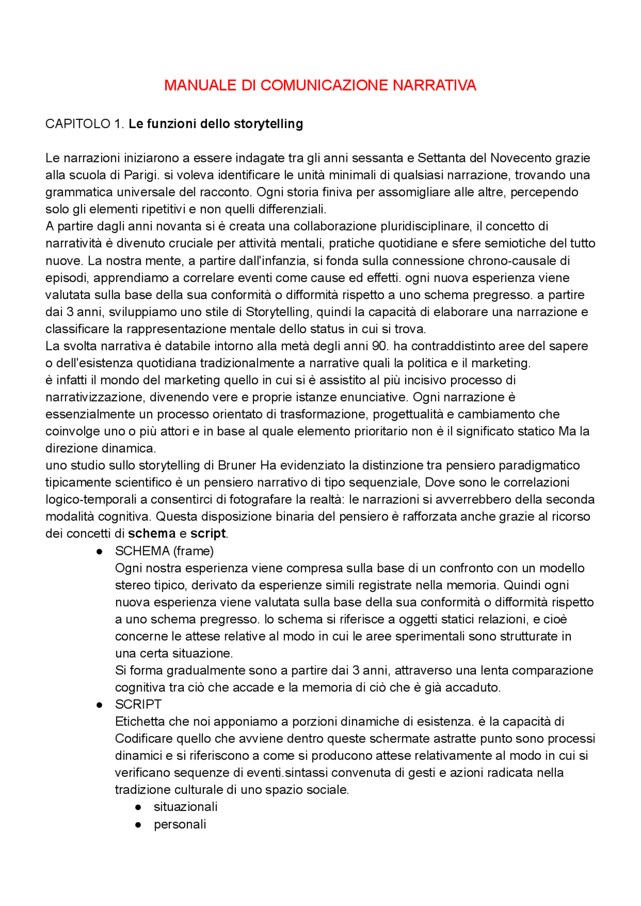 Manuale Di Comunicazione Narrativa Docsity