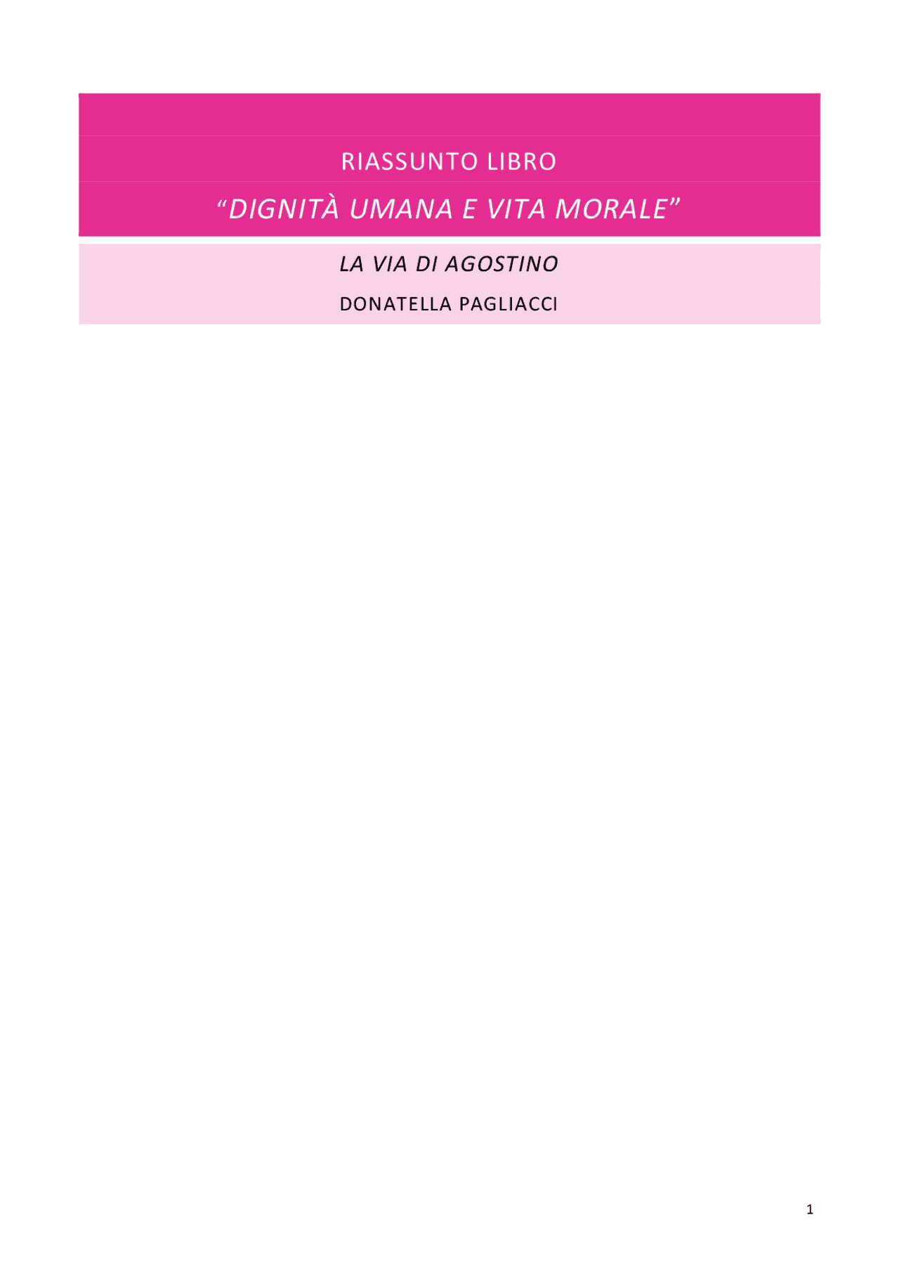 Riassunto Del Libro Dignità E Vita Morale Di Donatella Pagliacci