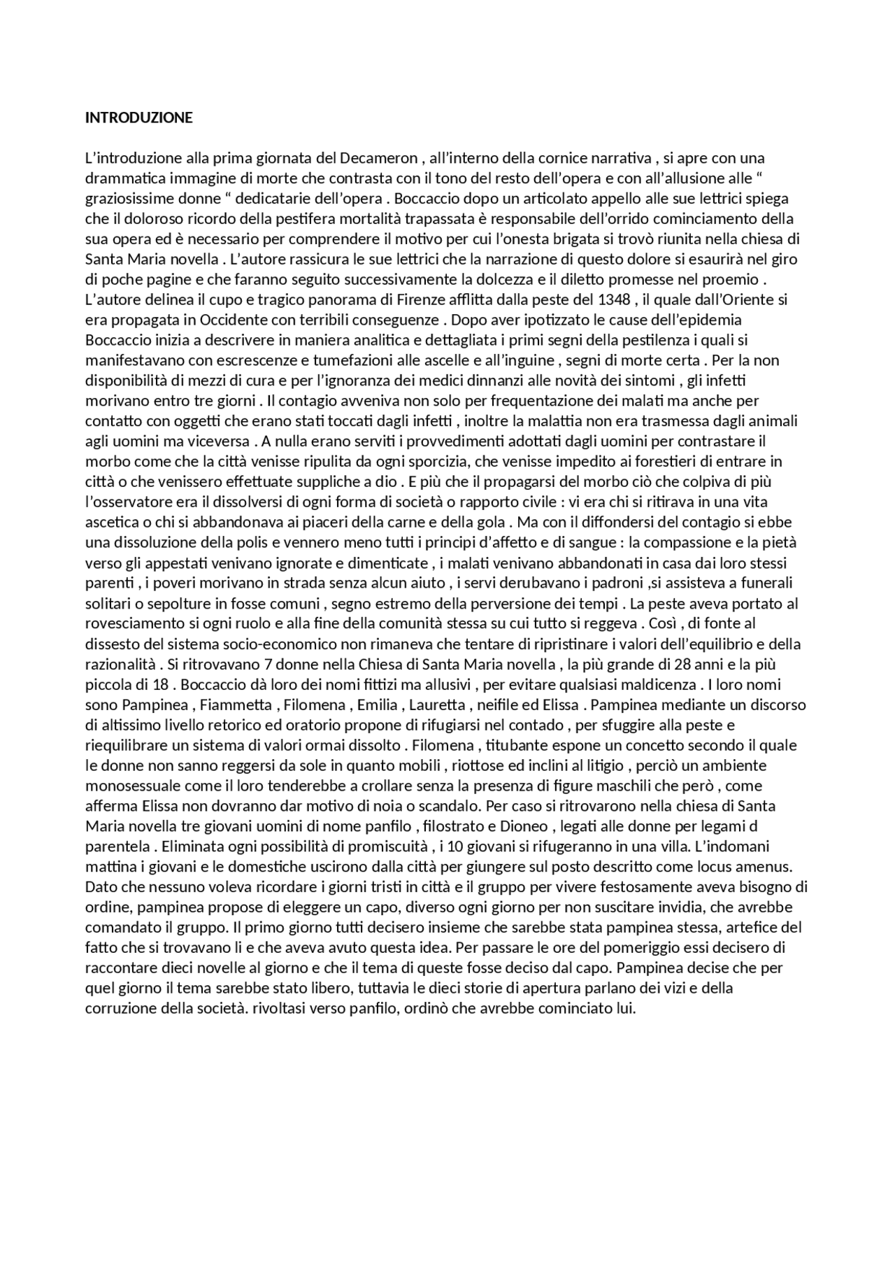 Riassunto Introduzione Decameron Di Boccaccio Docsity