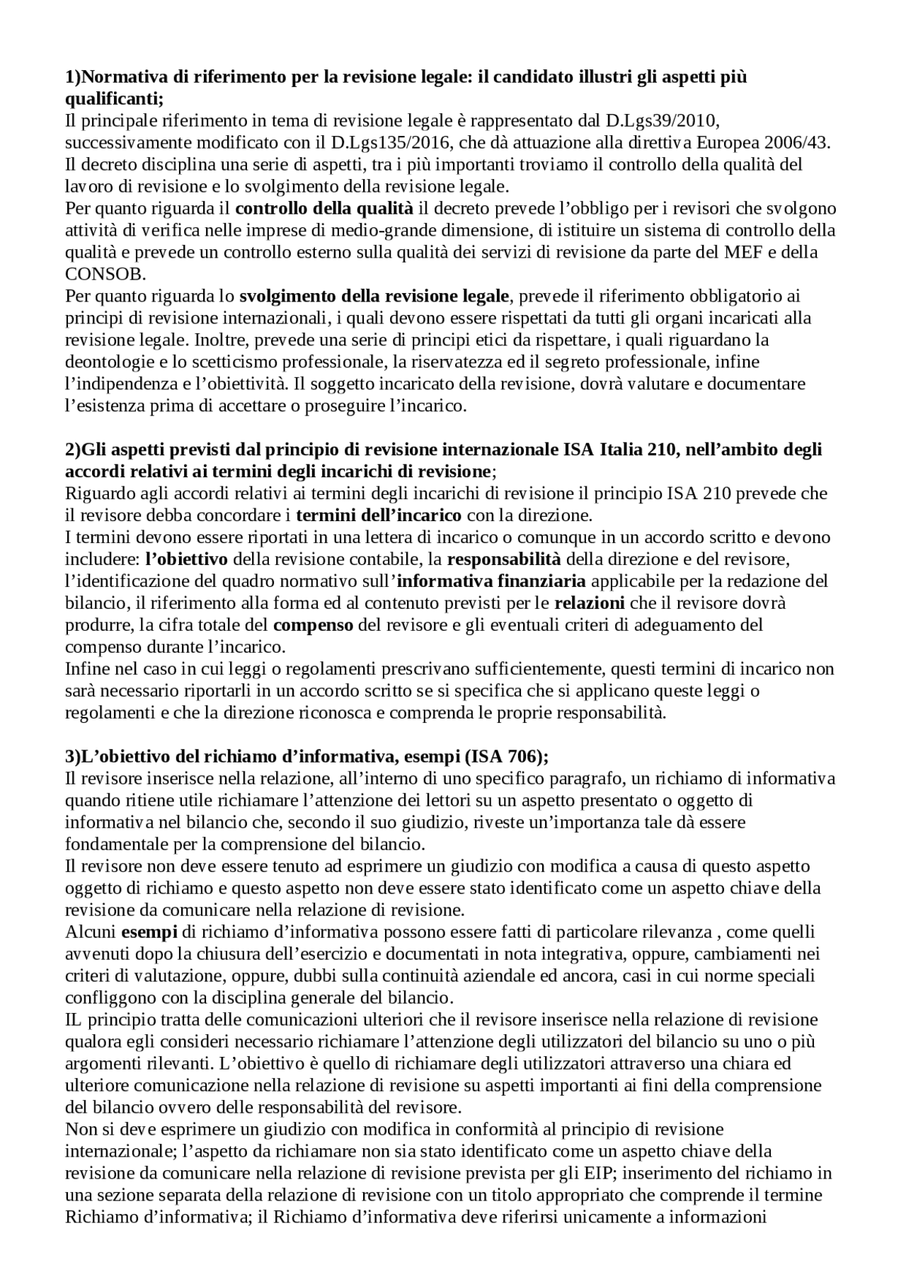 Domande Revisione Aziendale Docsity