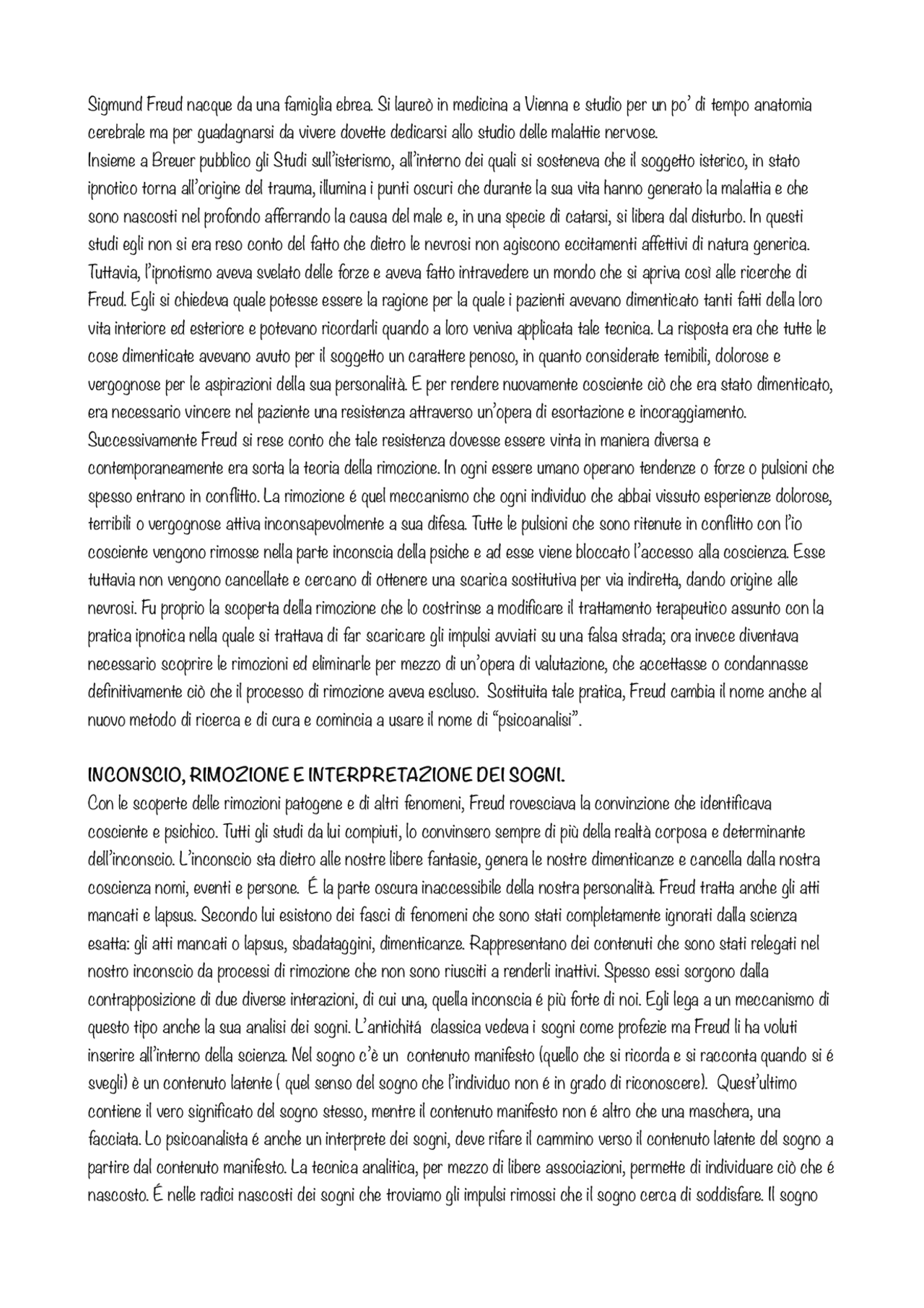 Freud E Le Sue Teorie Appunti Di Filosofia Docsity