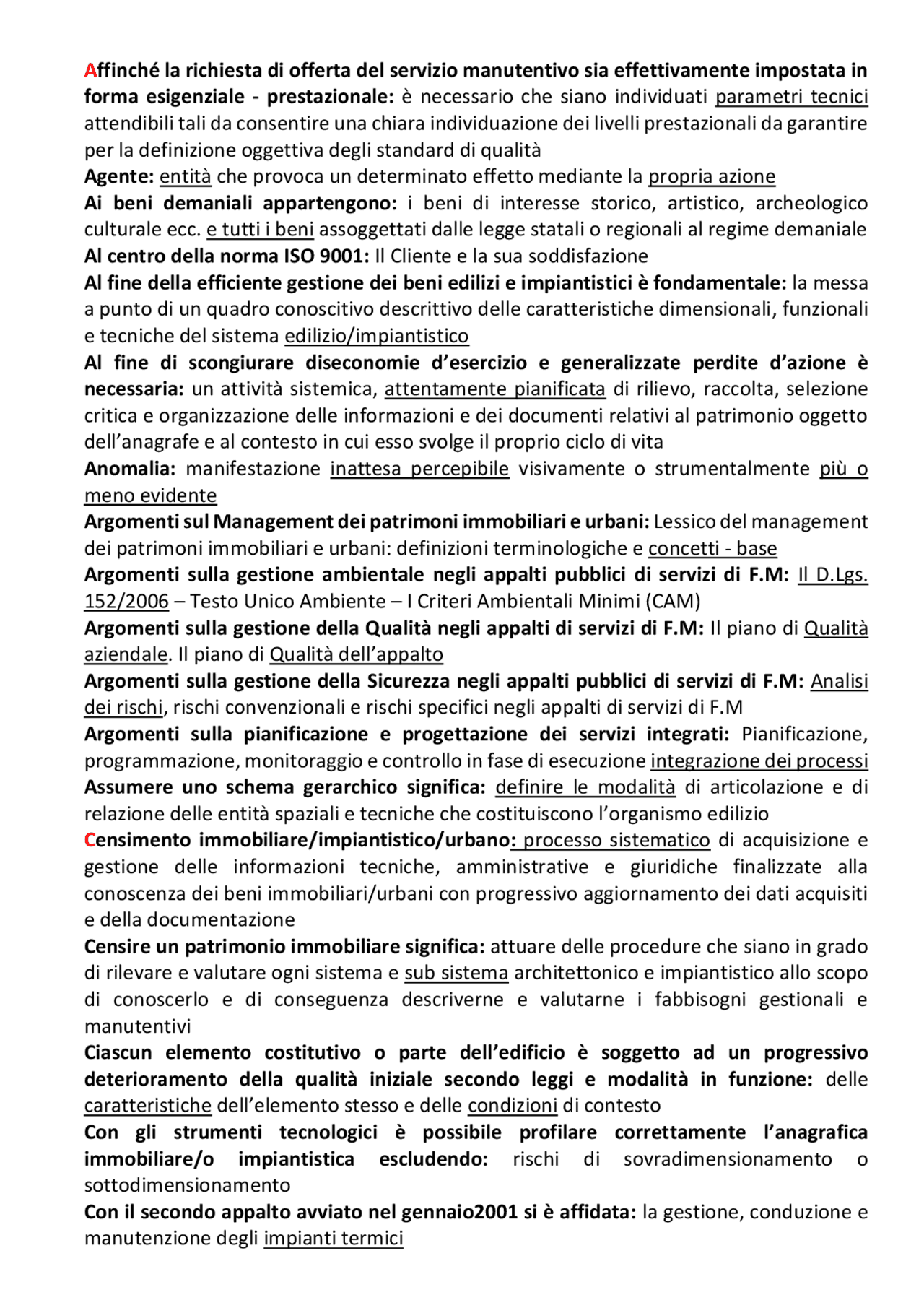 Domande esame Facility management - Docsity