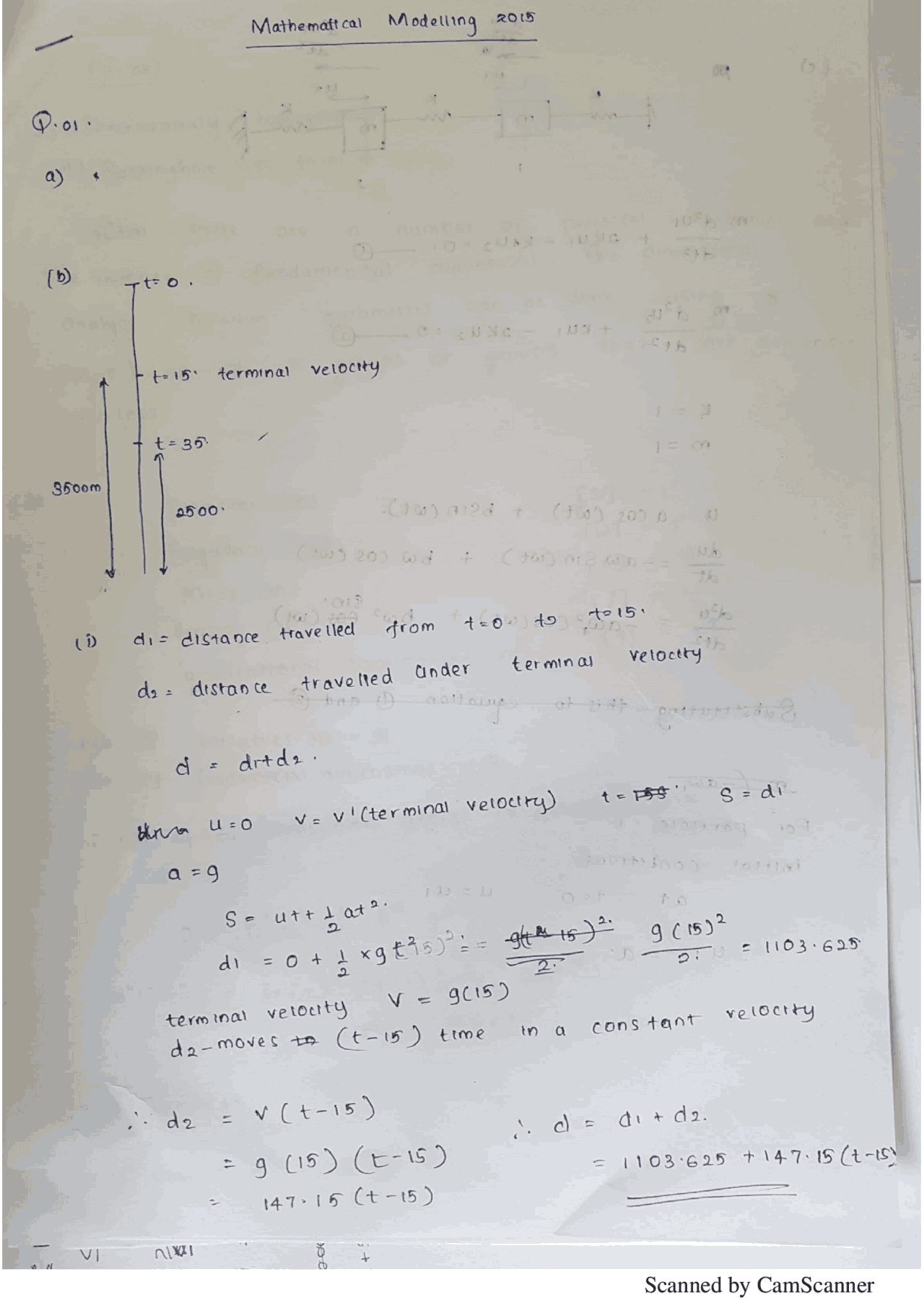 Mathematical Modiling Exam Paper 2015 Docsity