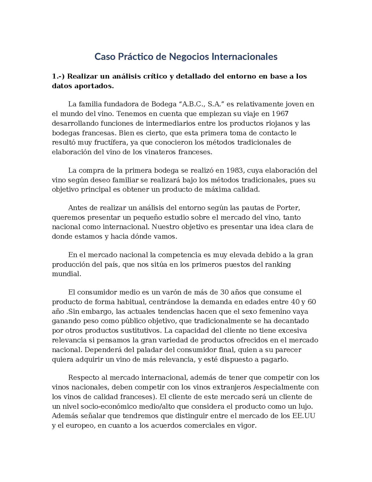Comercio Exterior Ejercicios Prácticos Ejercicios De Comercio