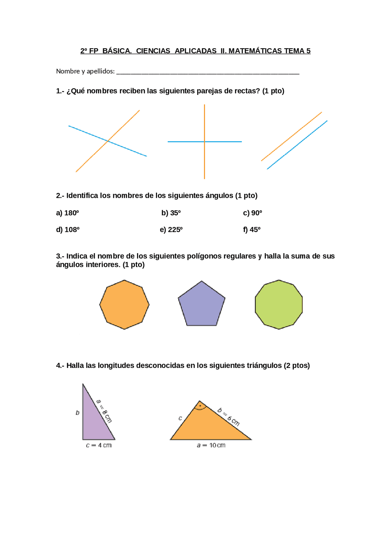 Examen Tema 5 MatemÁticas 2º Fp BÁsica Ciencias Aplicadas Docsity