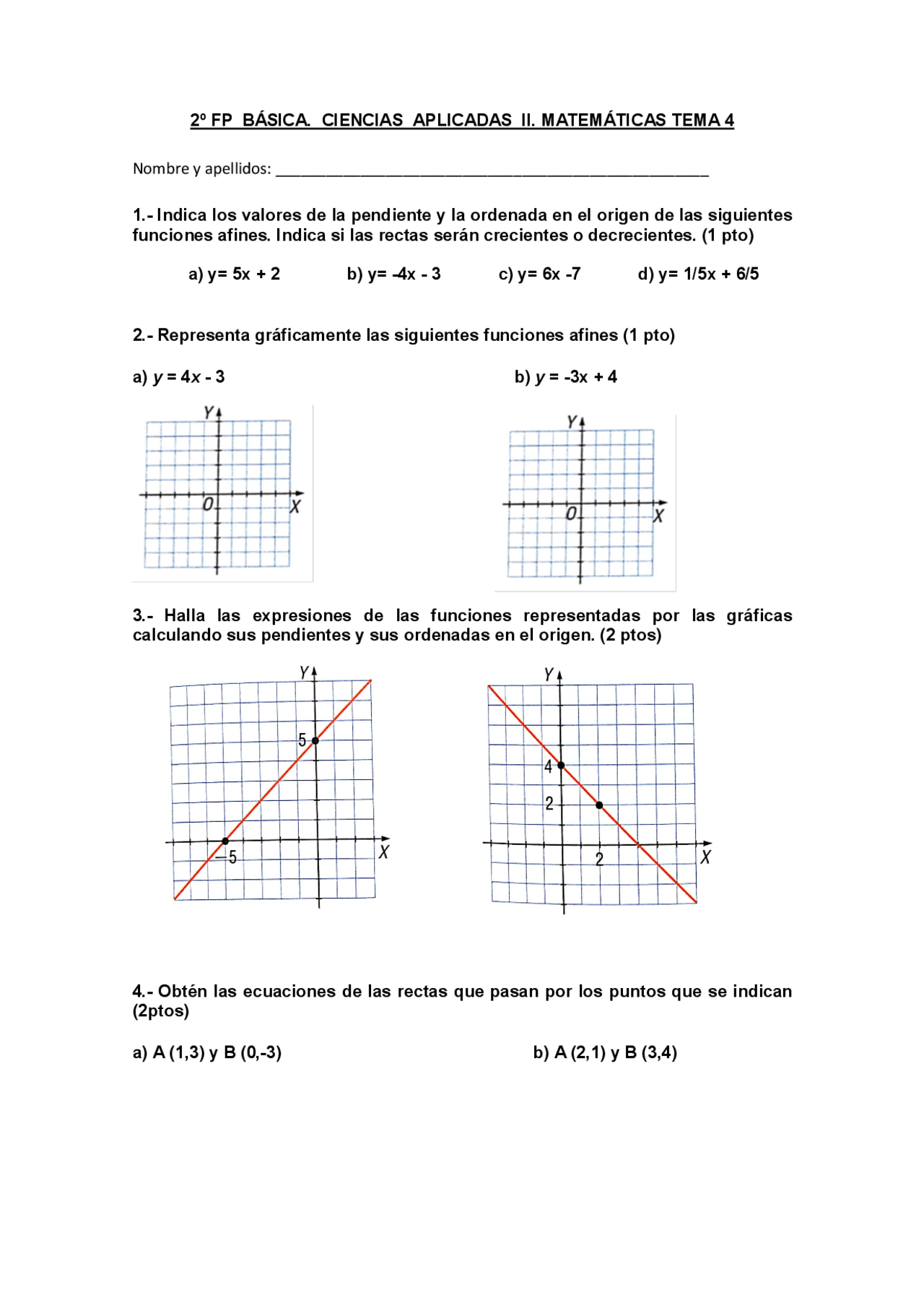 Examen Tema 4 MatemÁticas 2º Fp BÁsica Ciencias Aplicadas Docsity