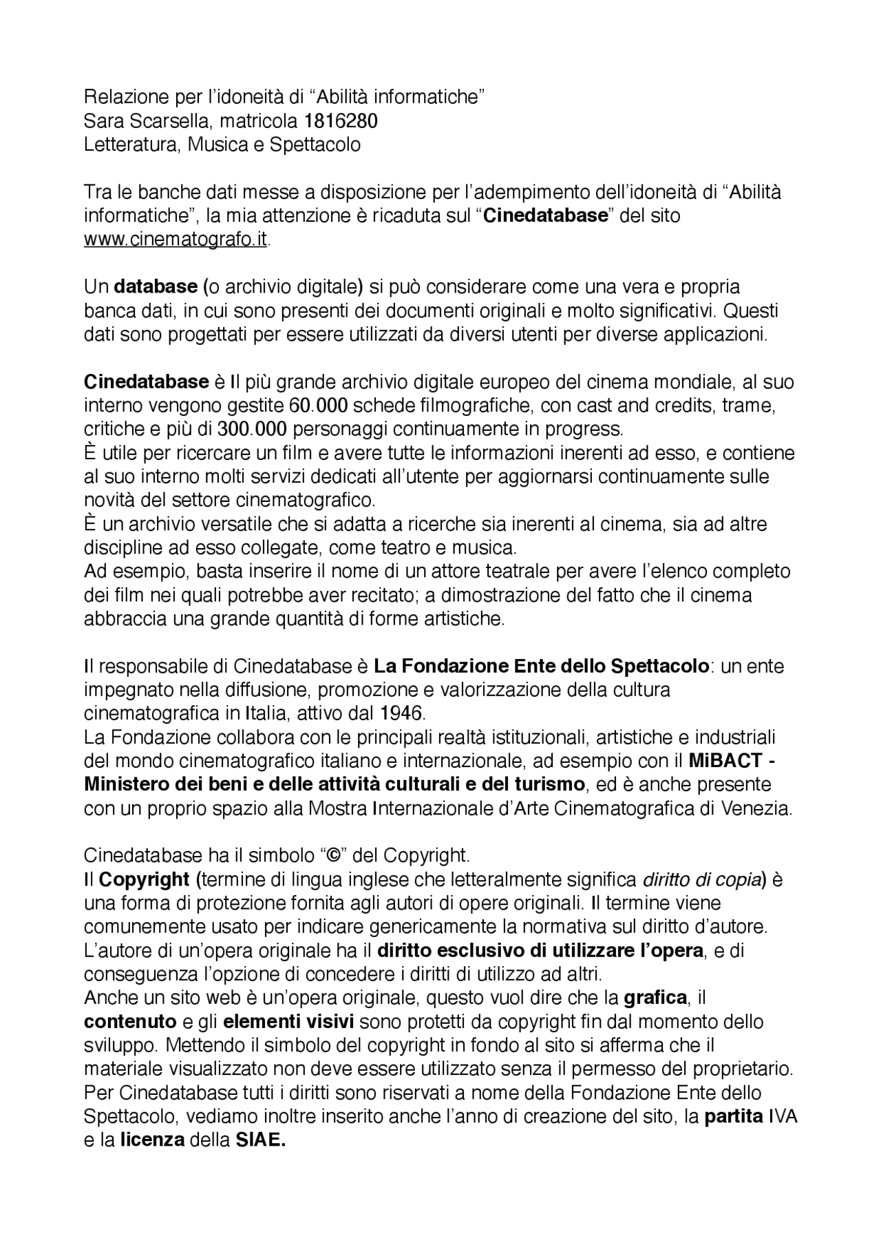 Relazione Per Lidoneità Di Abilità Informatiche” Di Lms Docsity
