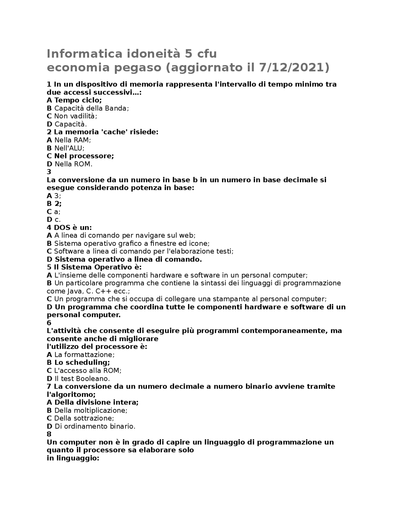Esame Di Informatica Aggiornatissimo Docsity