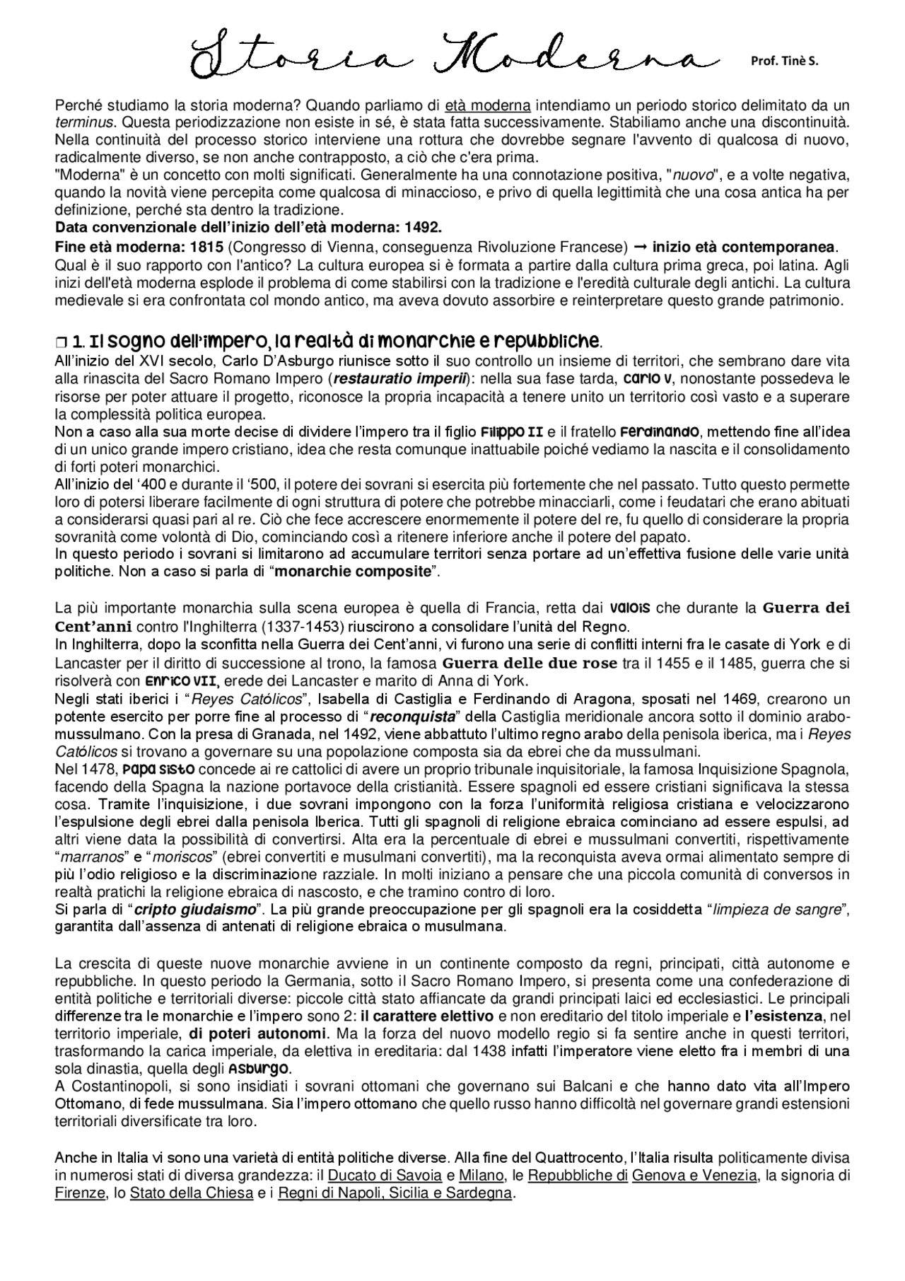 Letà Moderna F Benigno Riassunto Docsity
