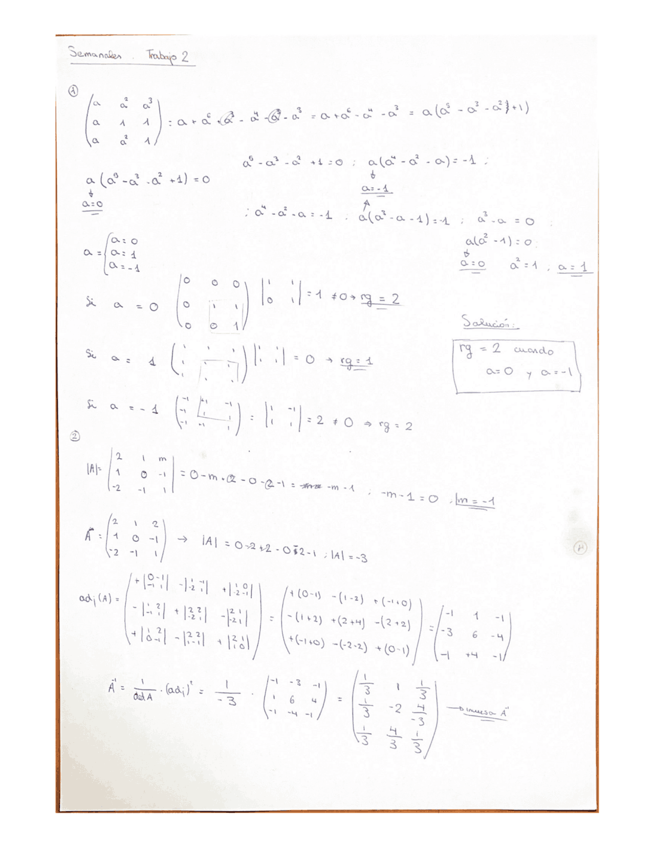 Ejercicios De Matrices Docsity