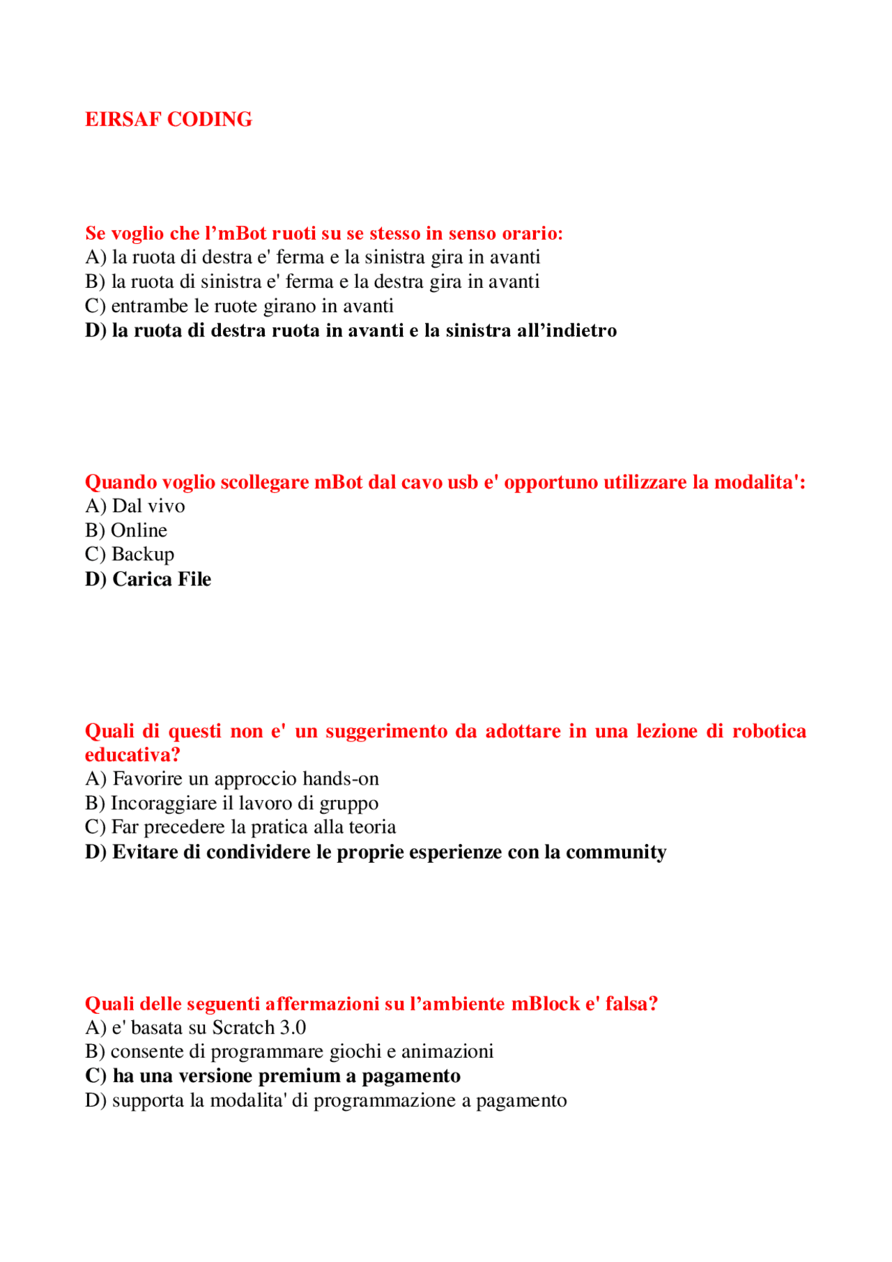 Coding Eirsaf Esame Completo Docsity