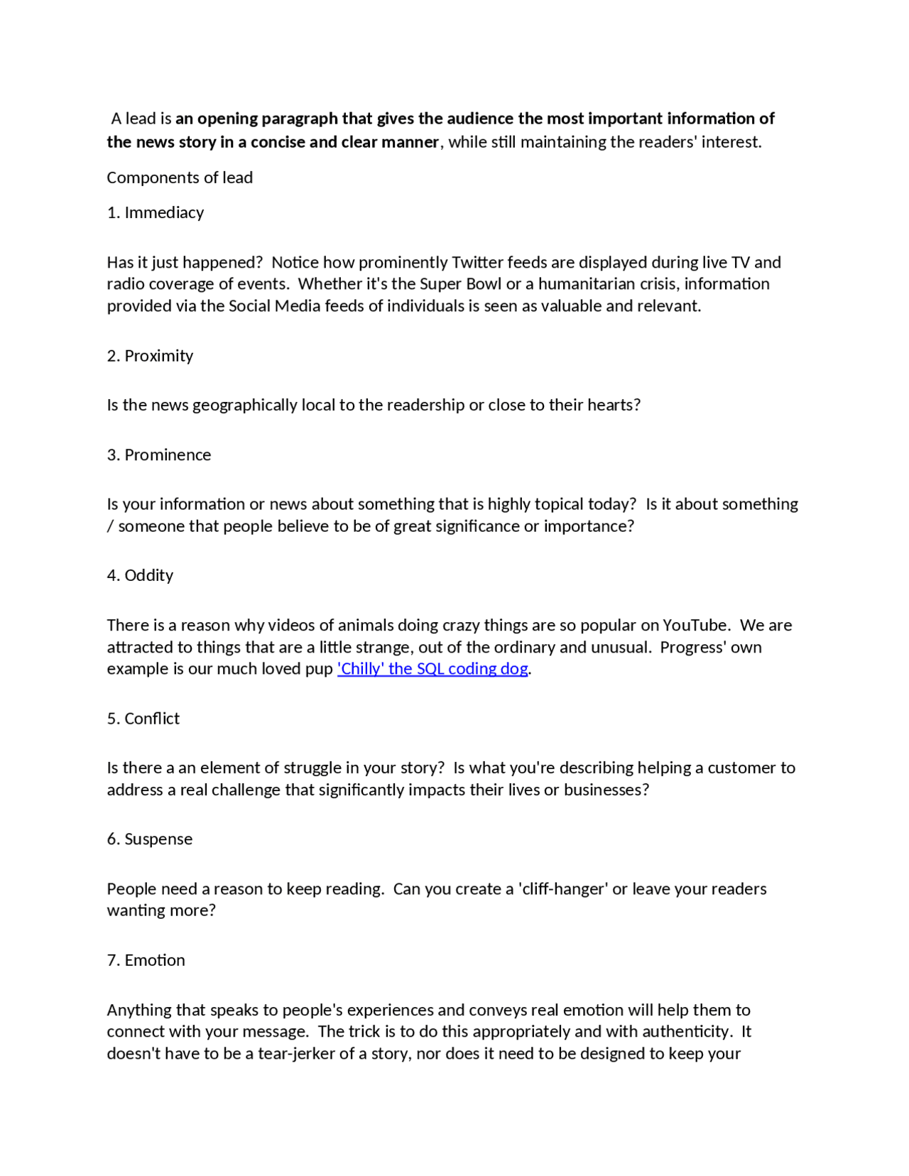 Lead, types of lead, lead writing - Docsity