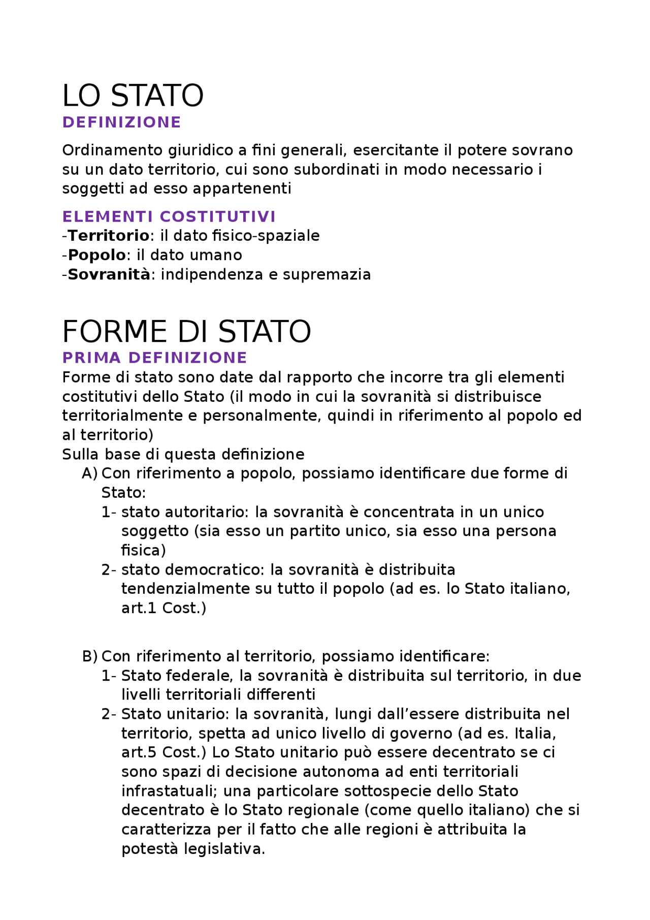 Lo Stato Diritto Pubblico Docsity