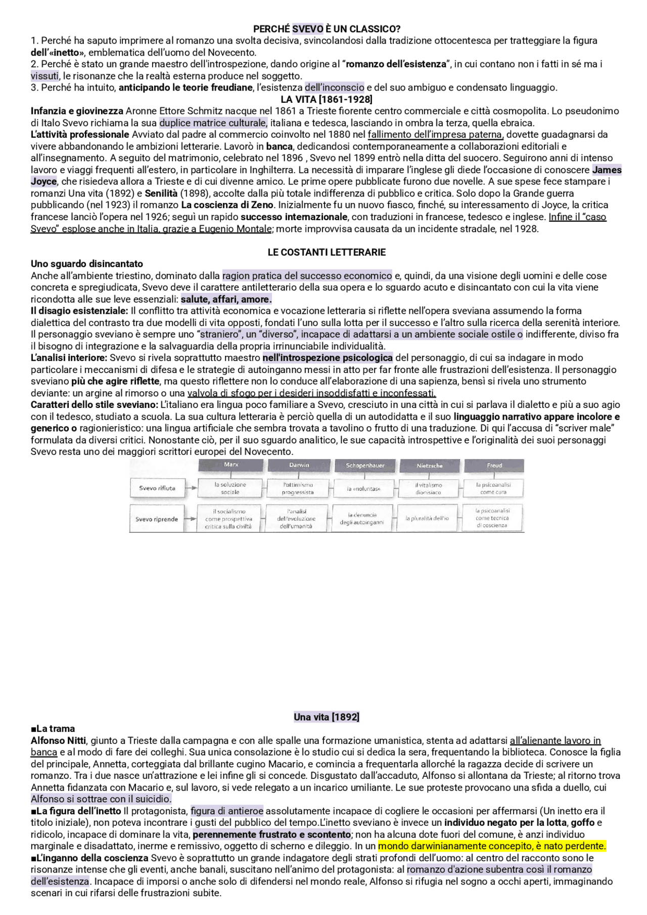 MaturitÀ Sintesi Svevo Docsity