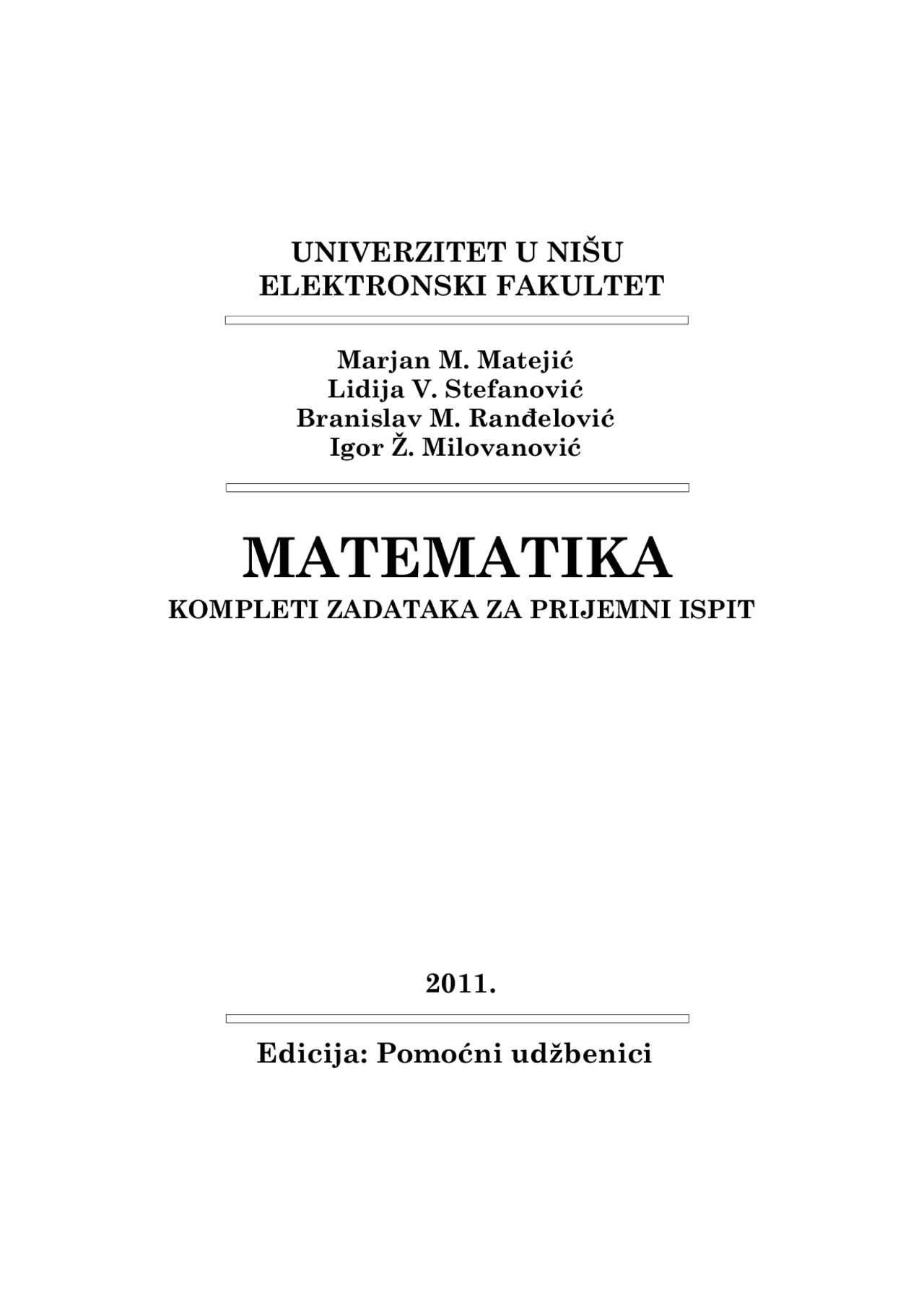 Zbirka zadataka za prijemni iz matematike | Skripte' predlog Matematika | Docsity