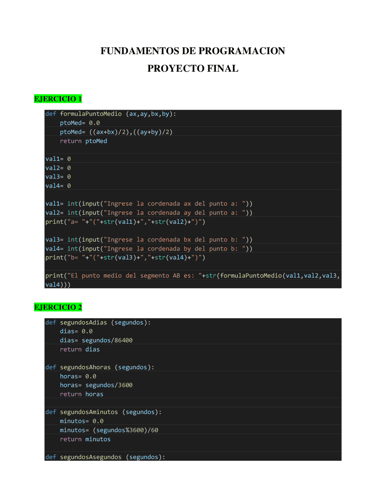 Ejercicios de programacion en python - Docsity