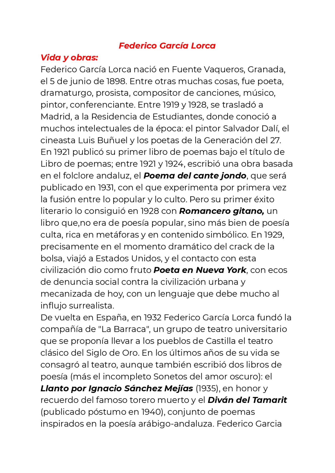 Federico García Lorca - Docsity