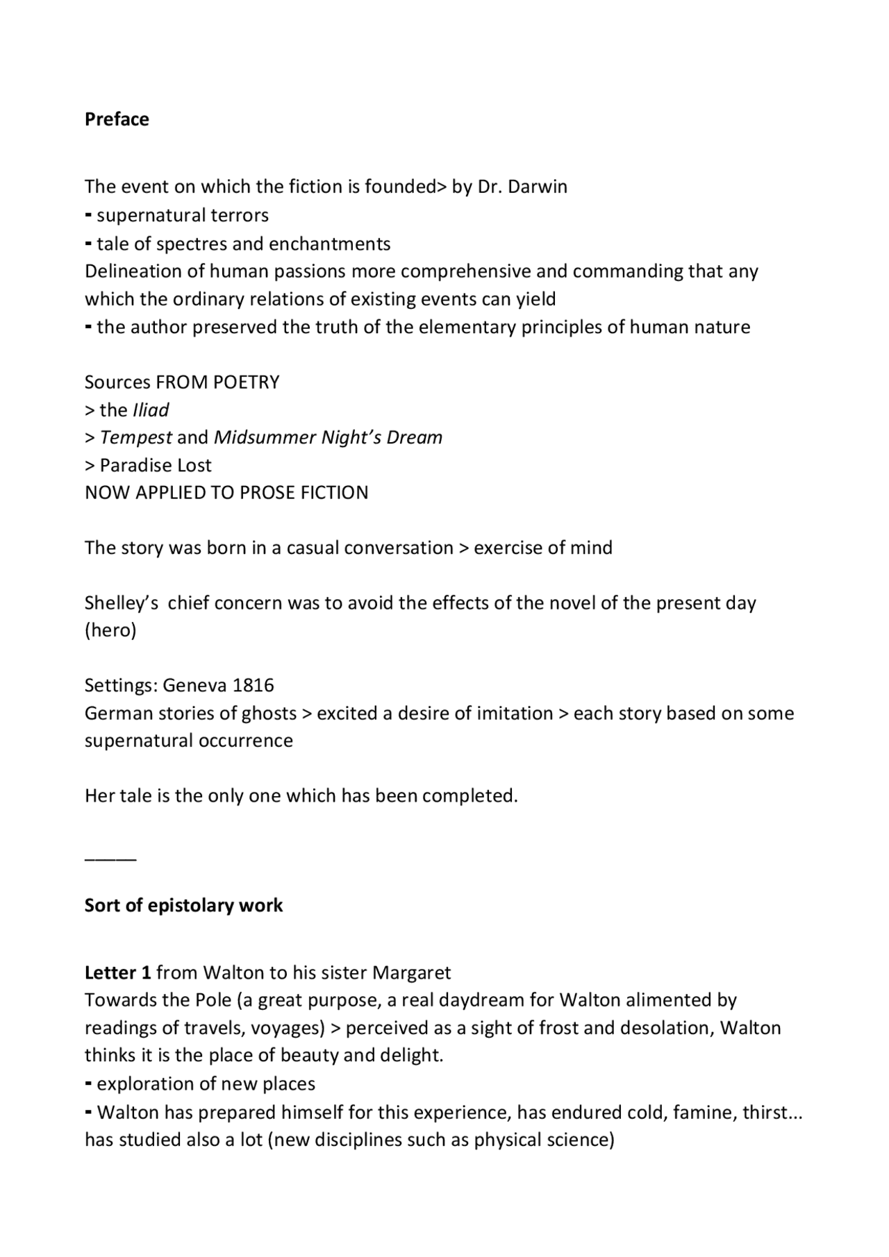 Frankenstein Plot Summary Chapters Docsity