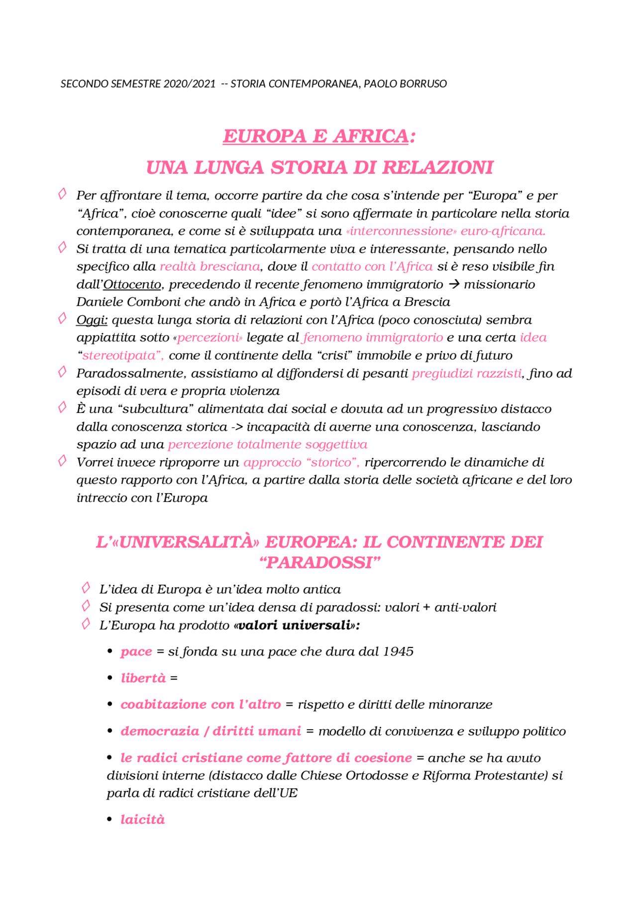 Appunti Storia Contemporanea Secondo Semestre Prof Borruso Docsity