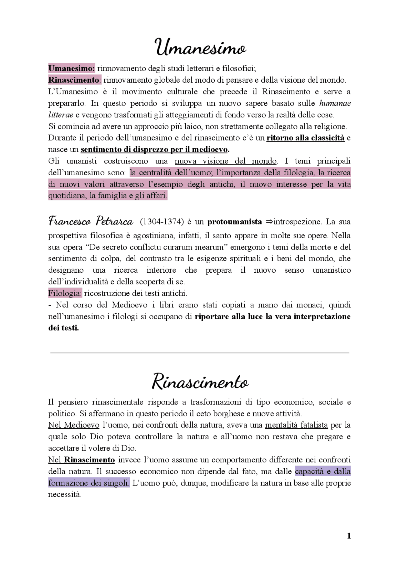 La Filosofia Dellumanesimo E Rinascimento Docsity