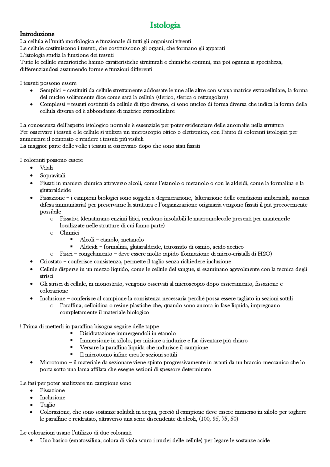 Appunti Di Istologia Appunti Di Istologia Docsity