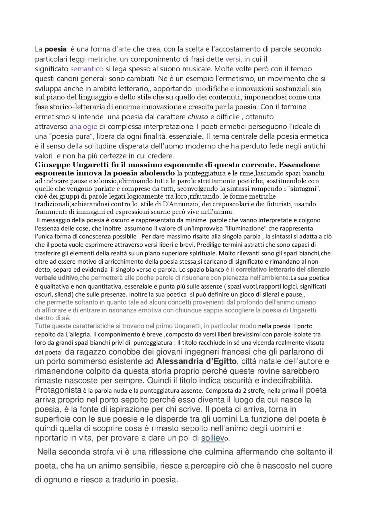 Ermetismoungaretti E Pirandello Docsity